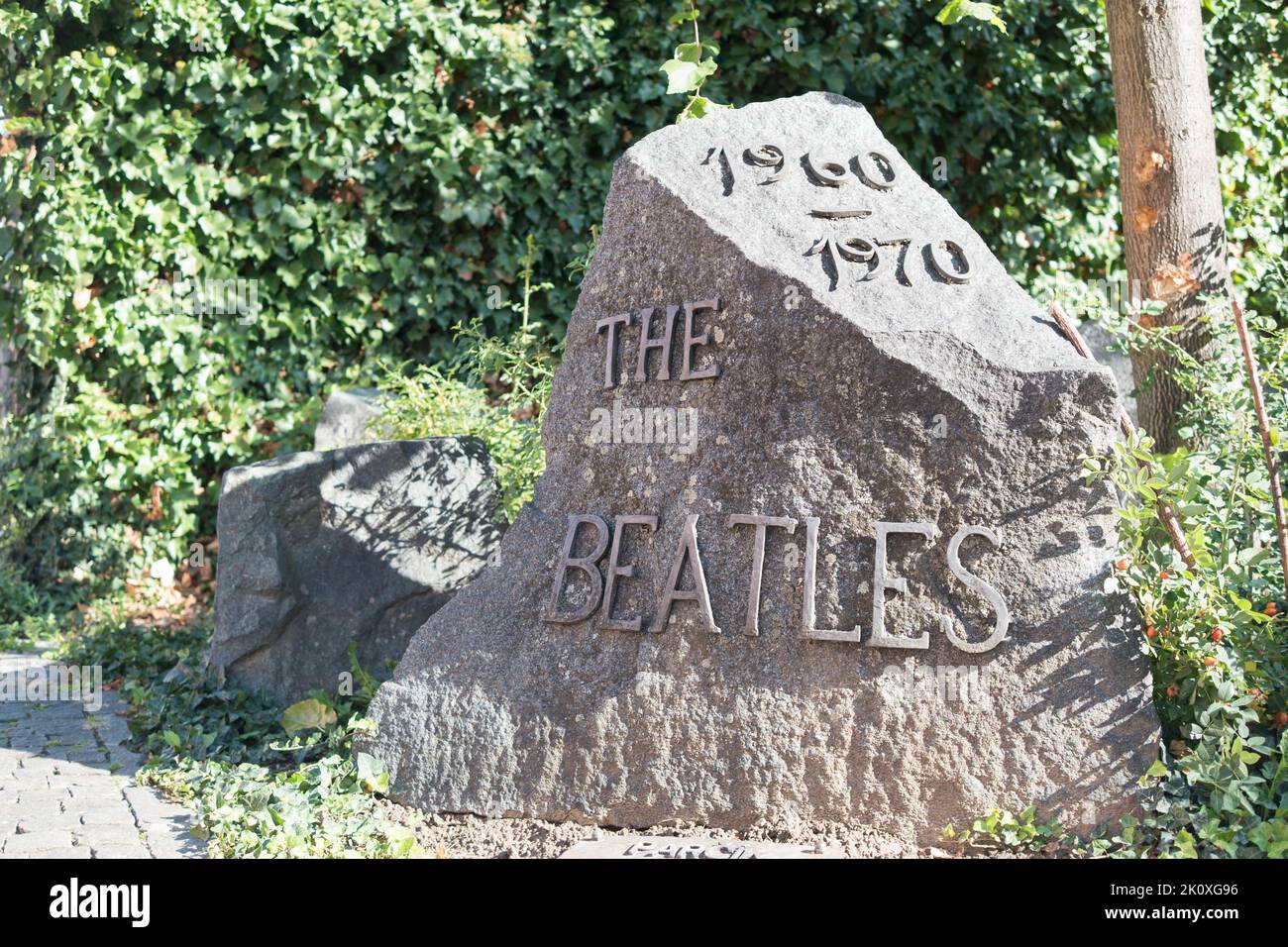 Bardejov, Slovakia - 9.15.2022 Inscription The Beatles on the stone in ...