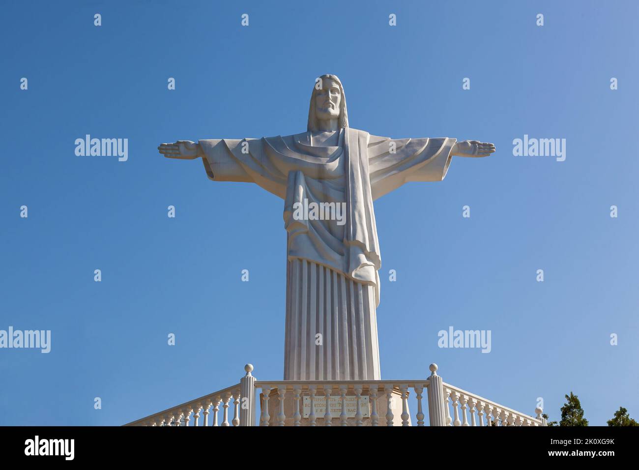 Truskavets, UKRAINE 17 August 2022: The statue of Jesus Christ is a ...