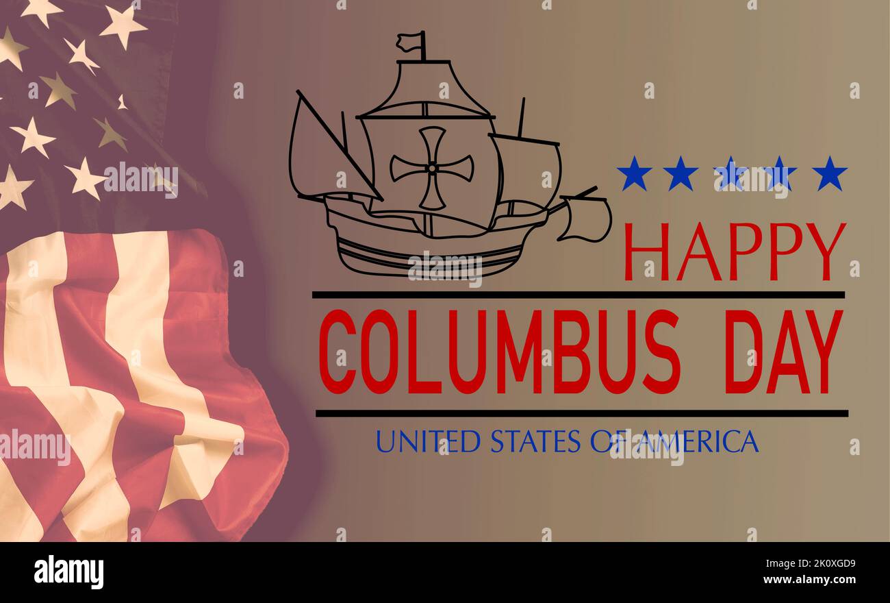 Happy Columbus day banner, american patriotic background Stock Photo ...