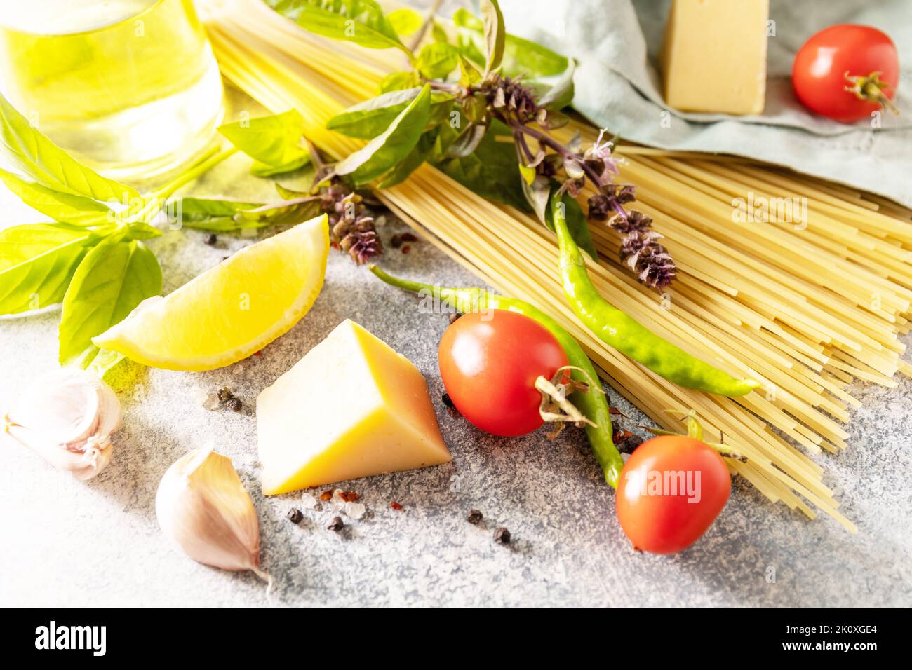 Italian food background. Cooking traditional italian pasta. Ingredients ...