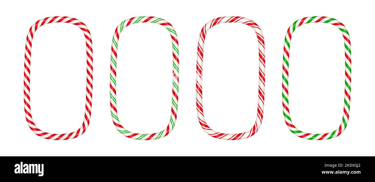Christmas candy cane vertical frame with red and white stripe. Xmas ...