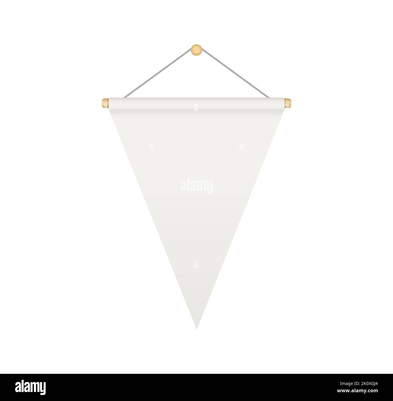 Empty white triangular bunting pennant. Hanging realistic pennant or ...
