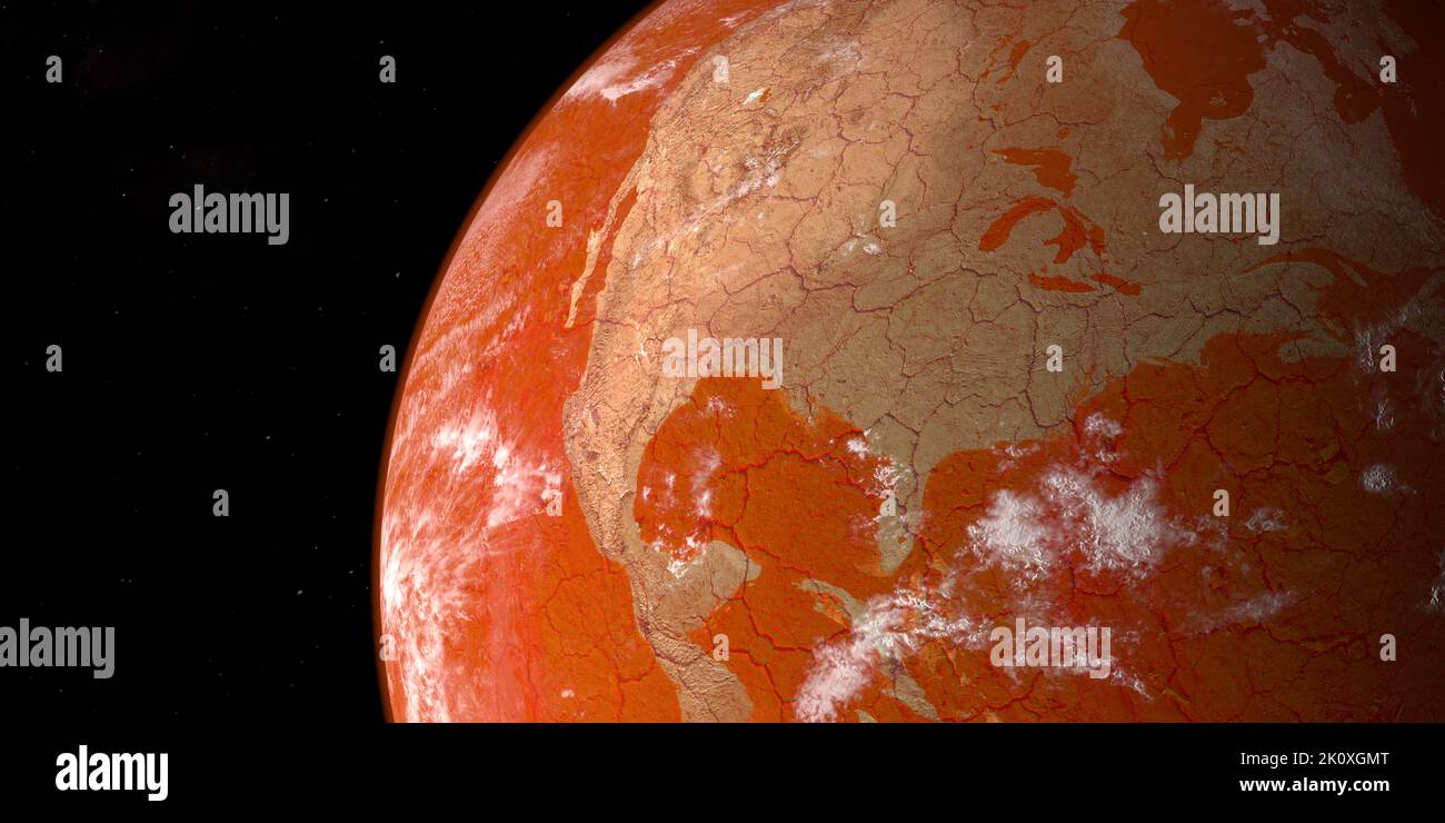 North american continent in a desert earth planet in the space Stock ...