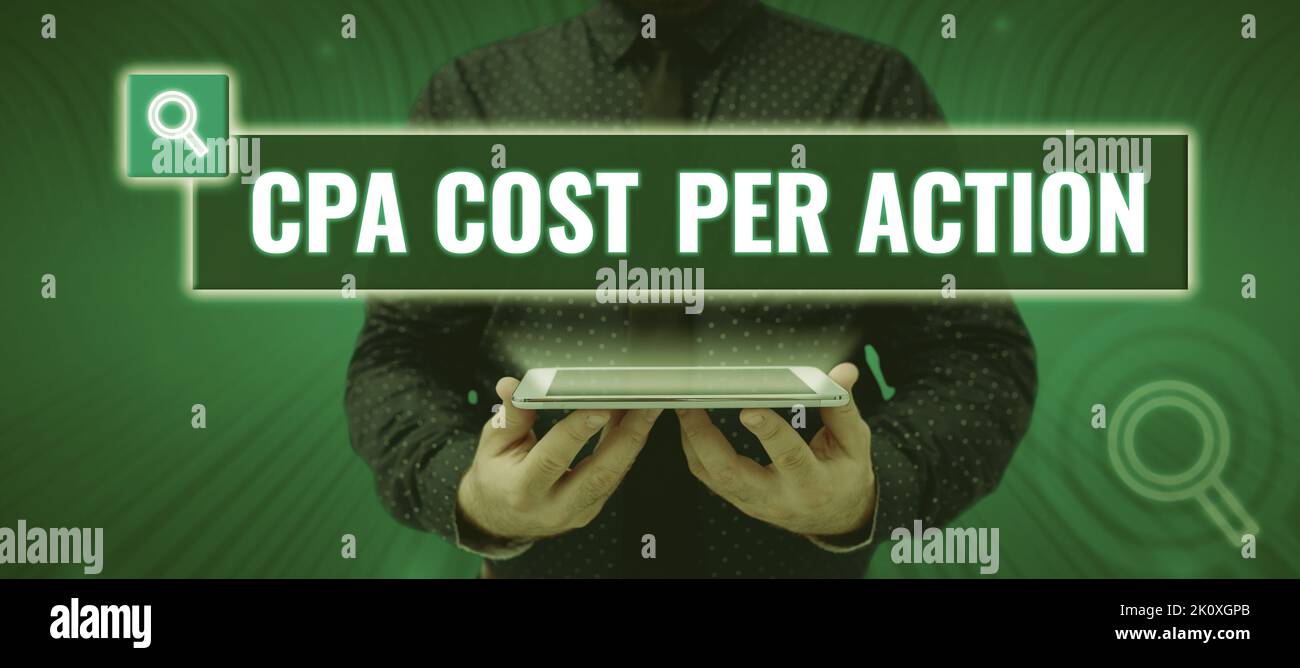 Text showing inspiration Cpa Cost Per ActionCommission paid when user ...