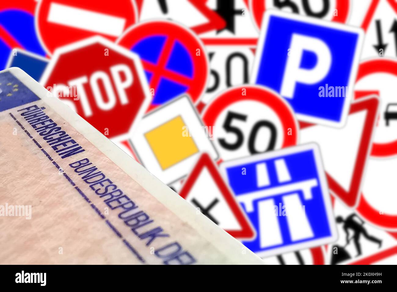 German driving license and road signs Stock Photo - Alamy