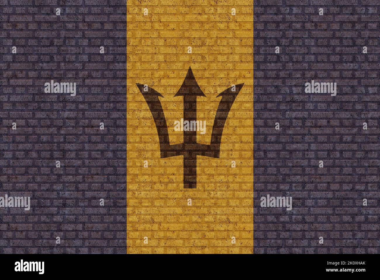 3D Flag of Barbados on an old brick wall background Stock Photo - Alamy