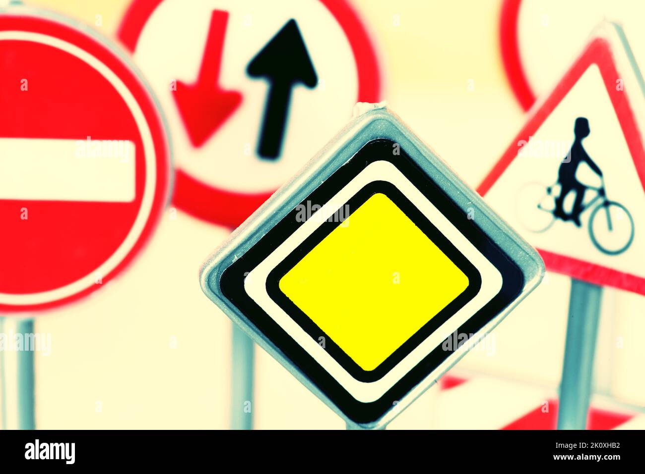 Close up of various road signs Stock Photo - Alamy