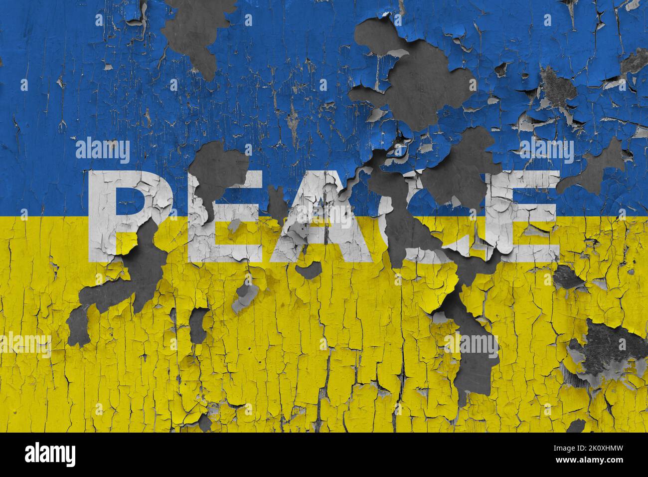 3D Flag of Ukrainian on an old stone wall, the concept of peace in ...