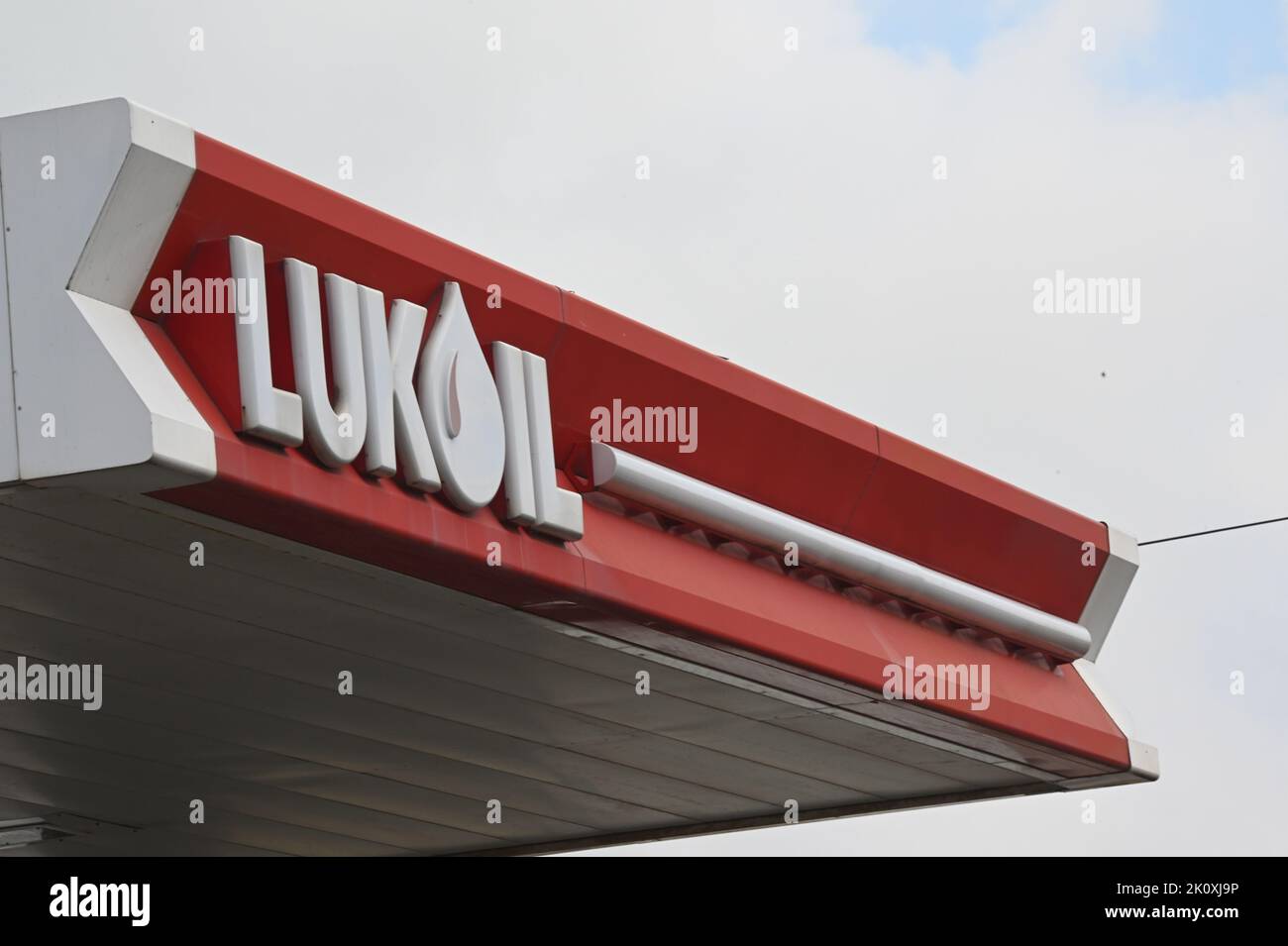 Eupen, Belgium. 10th Sep, 2022. Logo, lettering of LUKOIL, a Russian ...