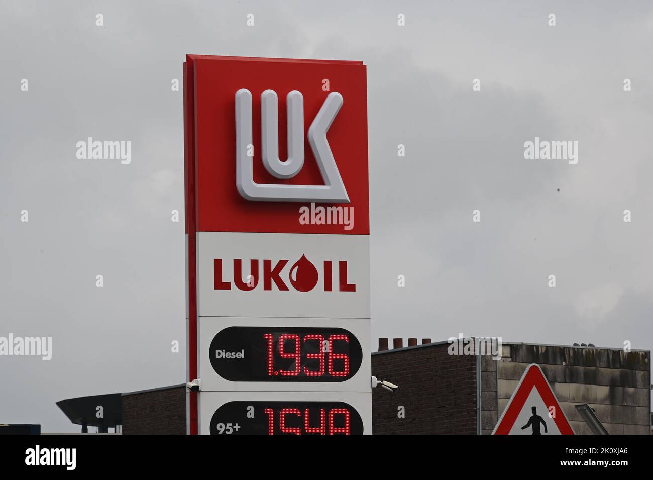 Eupen, Belgium. 10th Sep, 2022. Logo, lettering of LUKOIL, a Russian ...