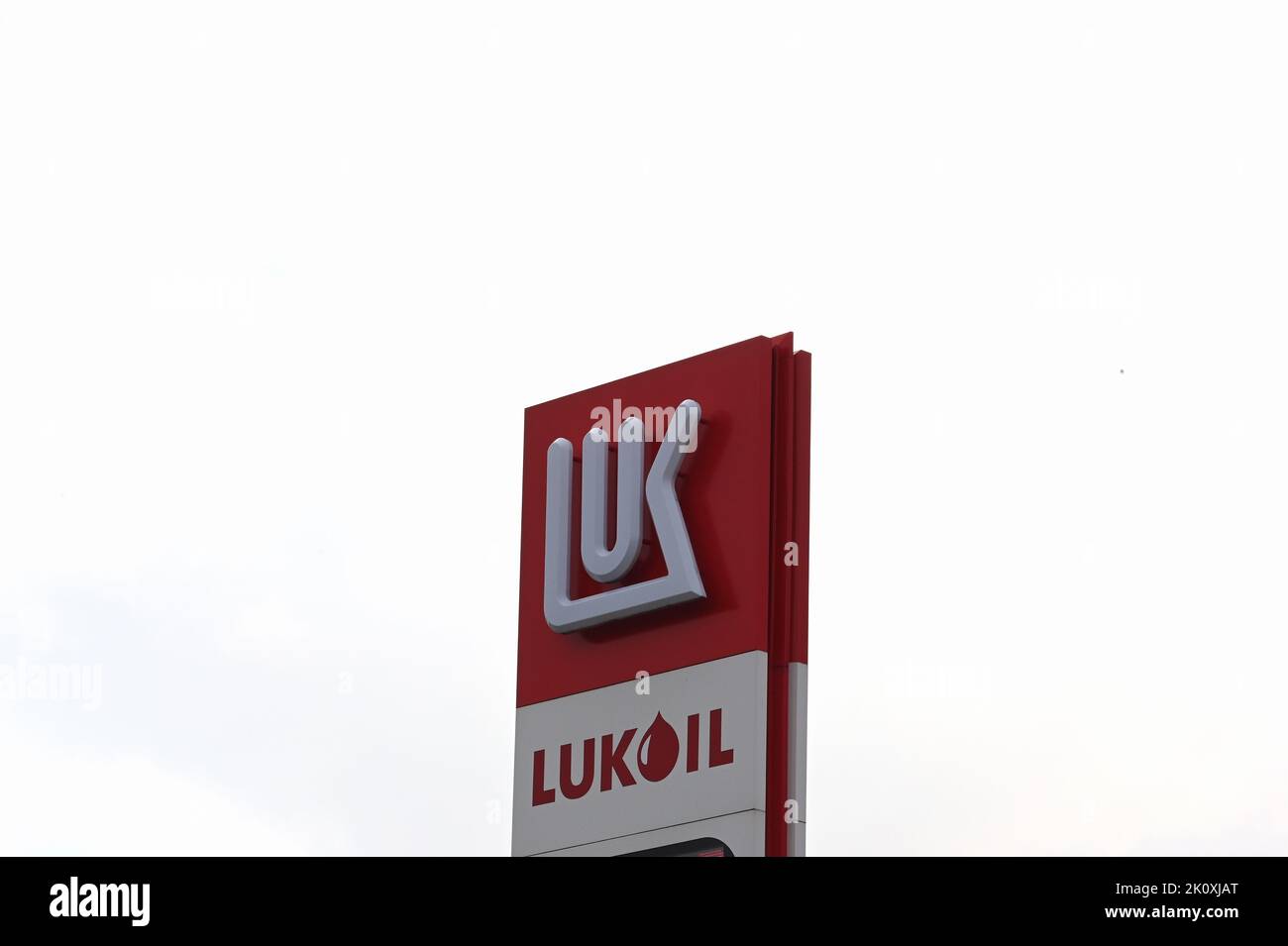 Eupen, Belgium. 10th Sep, 2022. Logo, lettering of LUKOIL, a Russian ...