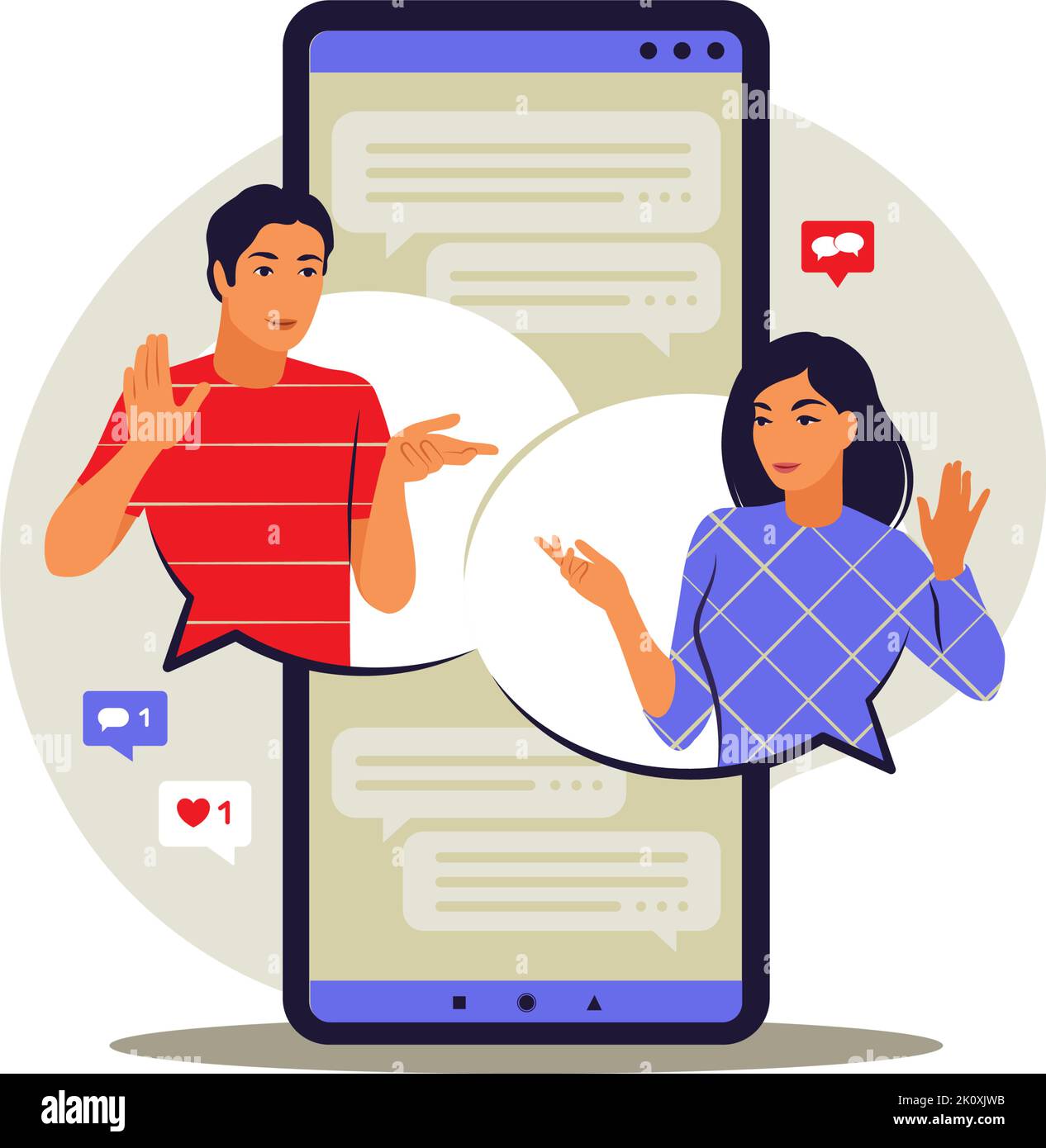 Messages concept. Chat messages notification on phone. Vector ...