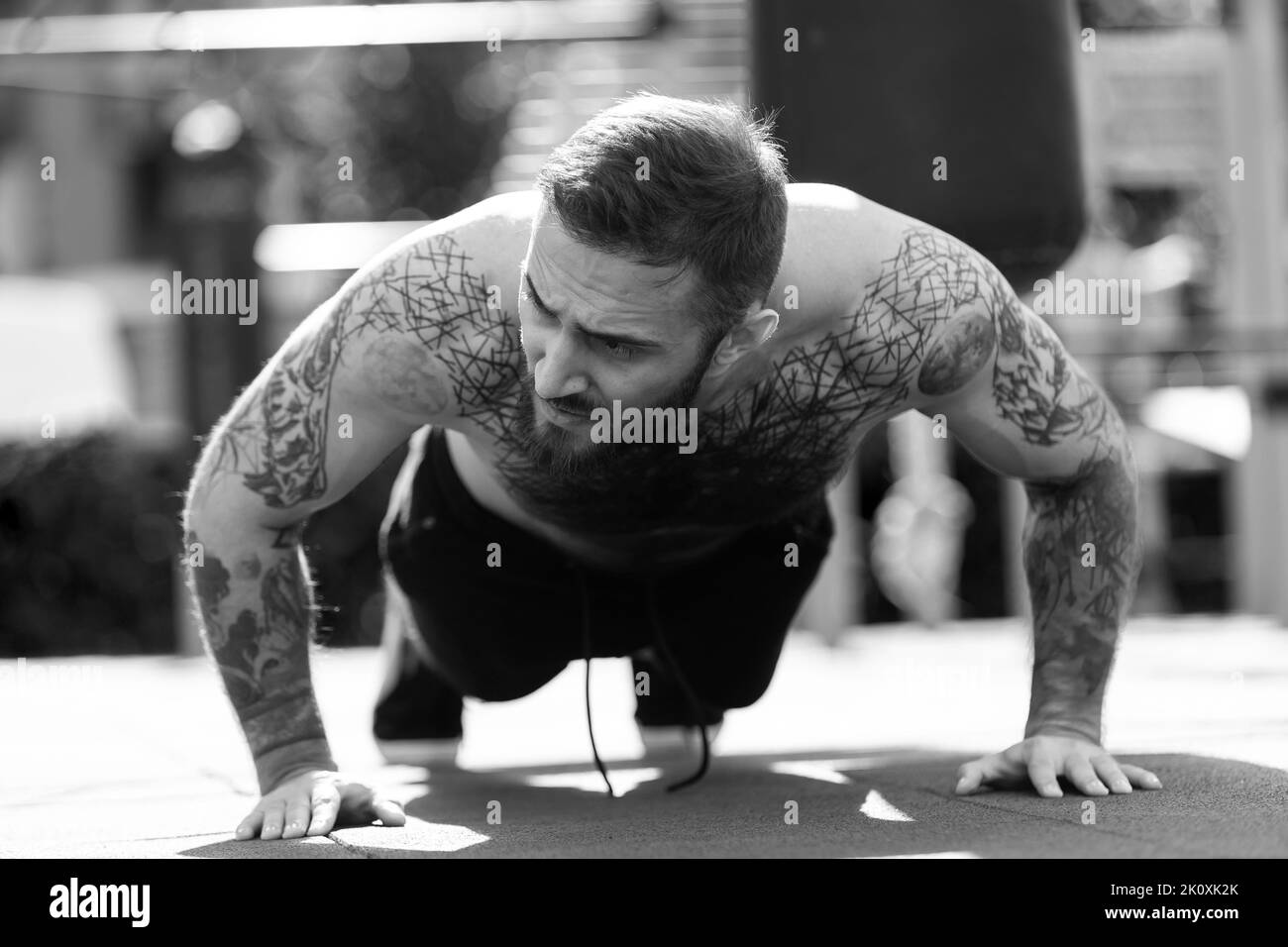 Handsome attractive young male athlete Black and White Stock Photos ...