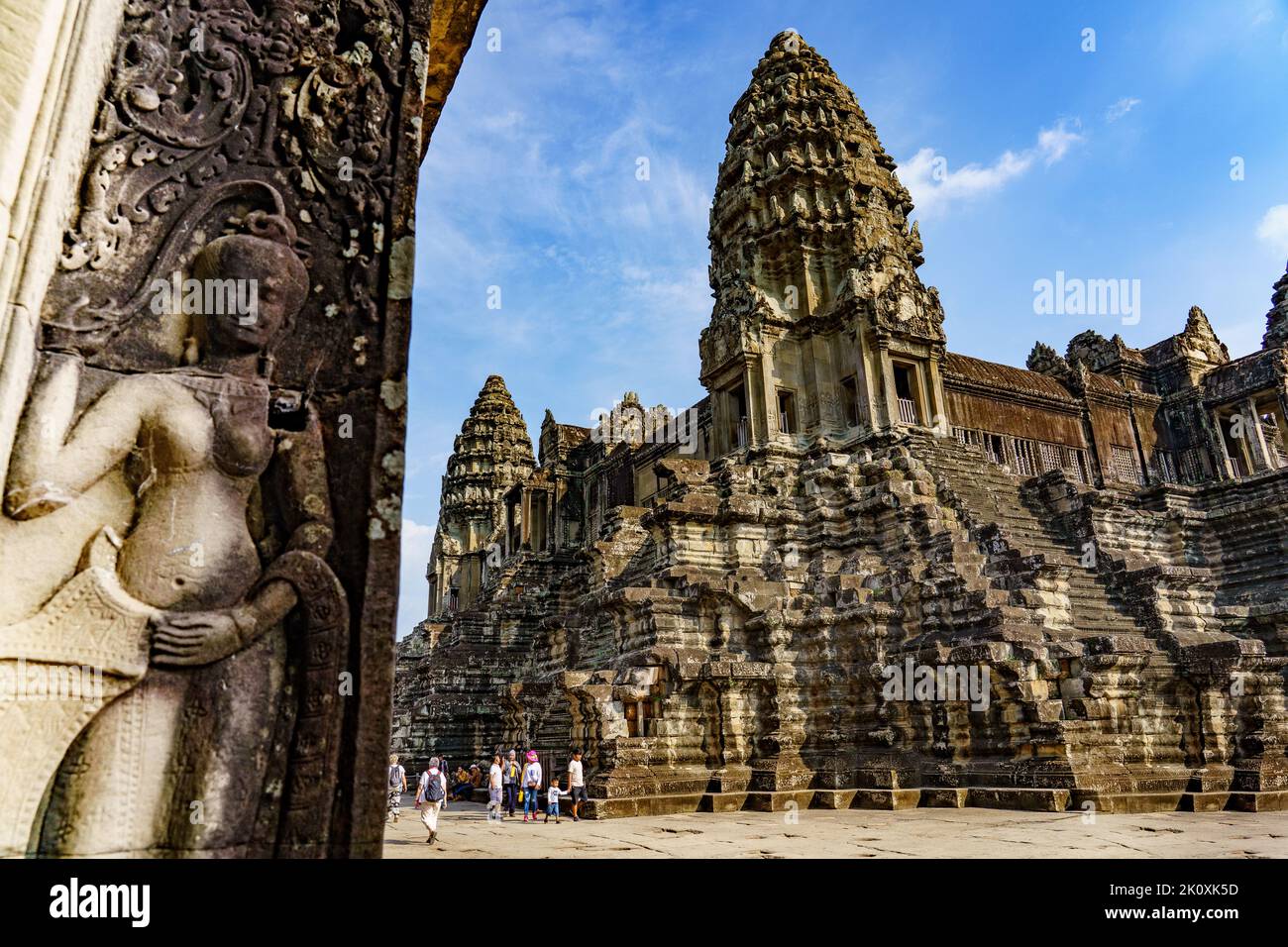 Cambodia. Siem Reap Province. A Devata sculpture at Angkor Wat (Temple ...