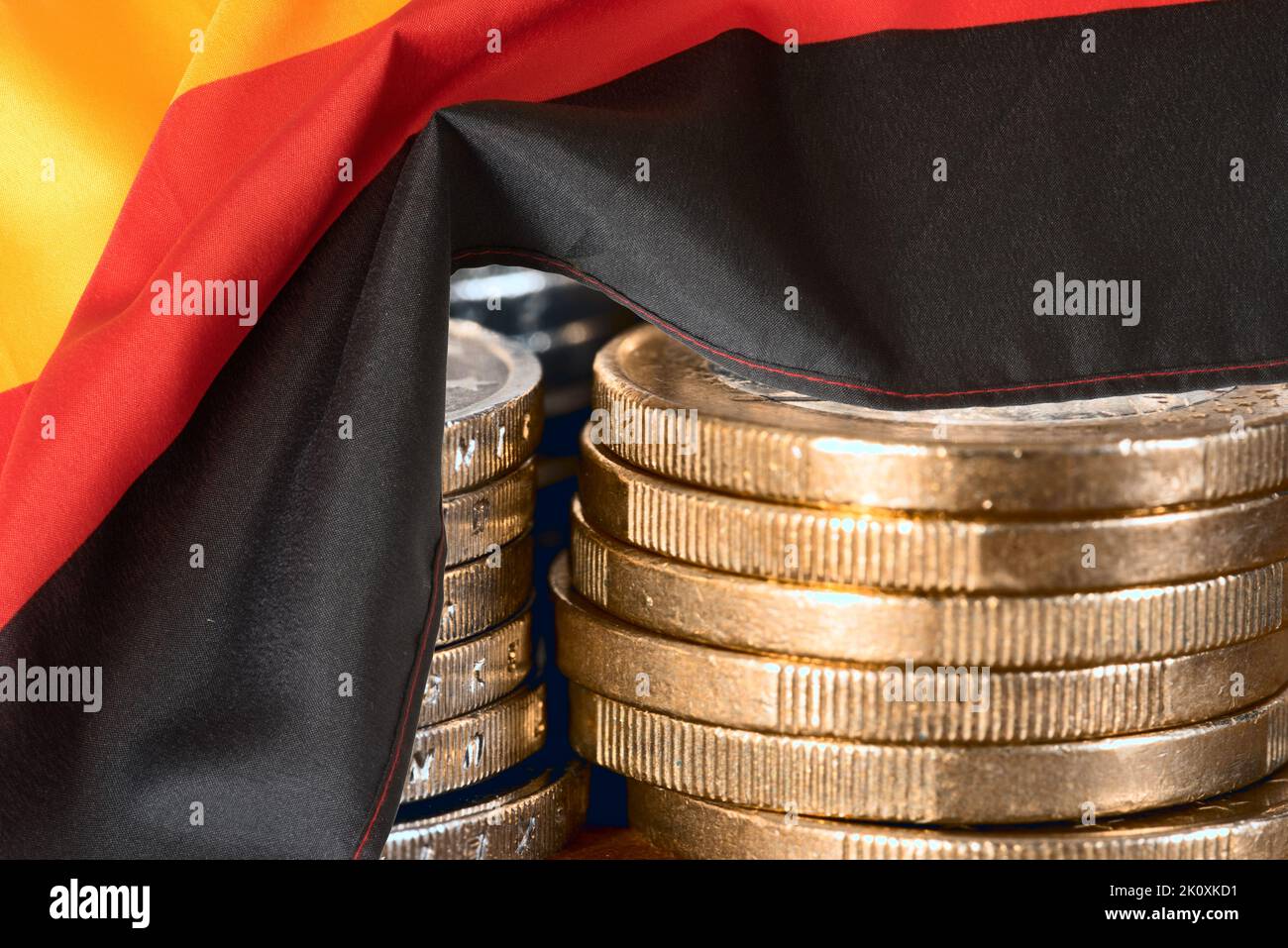 Flag of Germany and Euro coins Stock Photo - Alamy