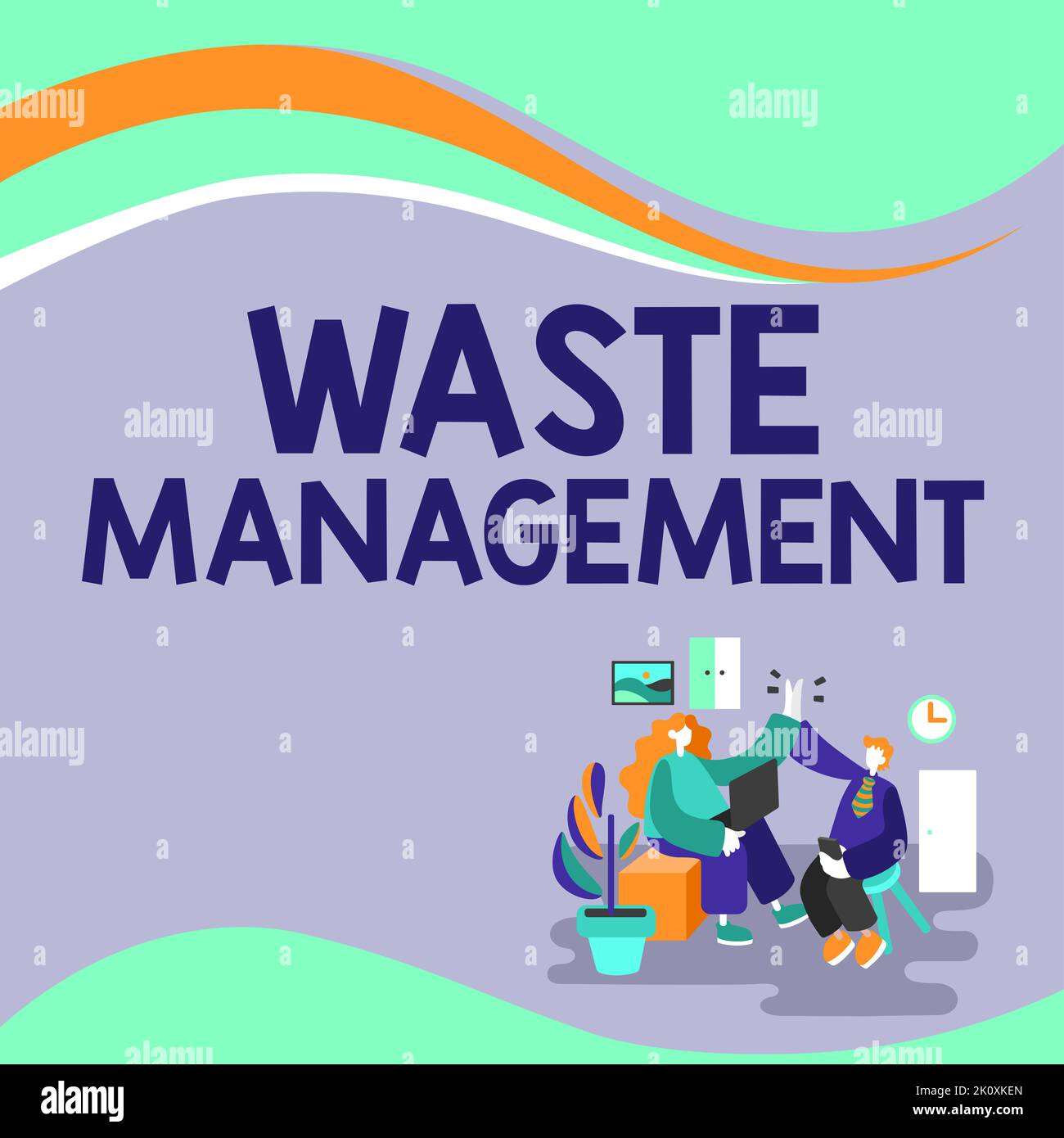 Sign displaying Waste Managementactions required manage rubbish ...