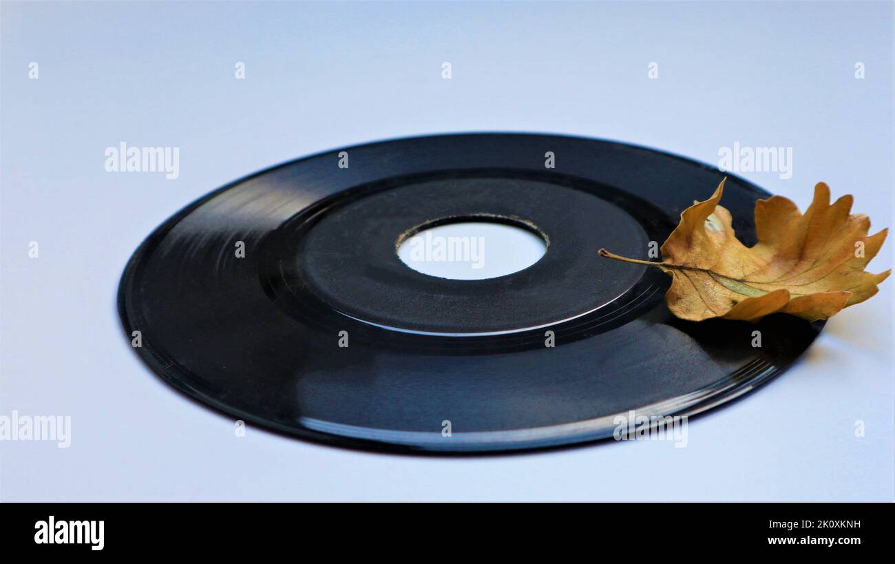 autumn composition. Black musical long play album disc 33 rpm. old ...