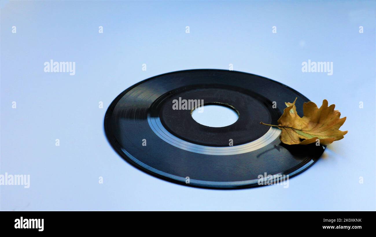 autumn composition. Black musical long play album disc 33 rpm. old ...