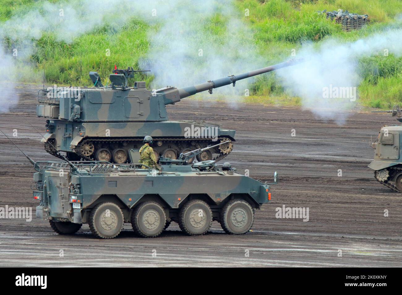 JGSDF The Type 99 155 mm self-propelled howitzer, Type 96 Armored ...