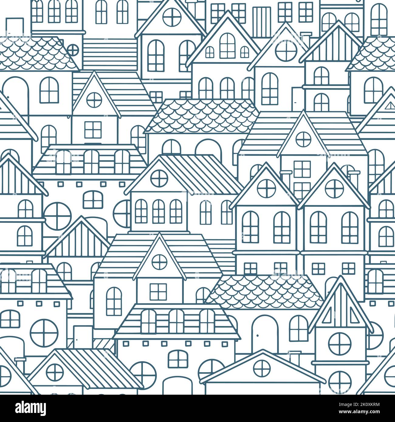 Seamless pattern of doodle houses. Great for fabric, textile vector ...