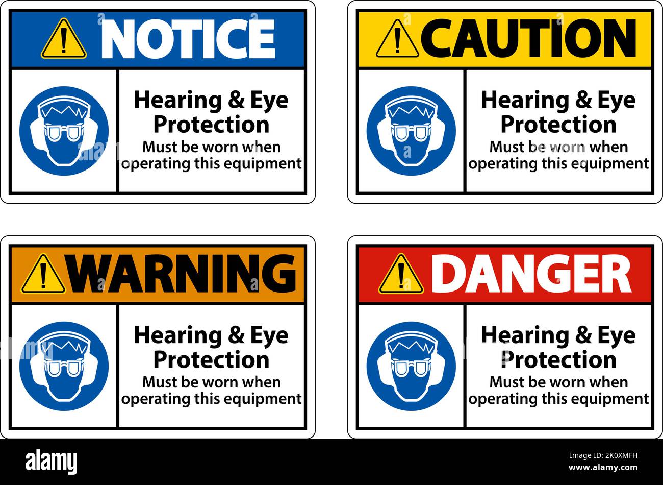 Hearing and Eye Protection Sign On White Background Stock Vector Image ...
