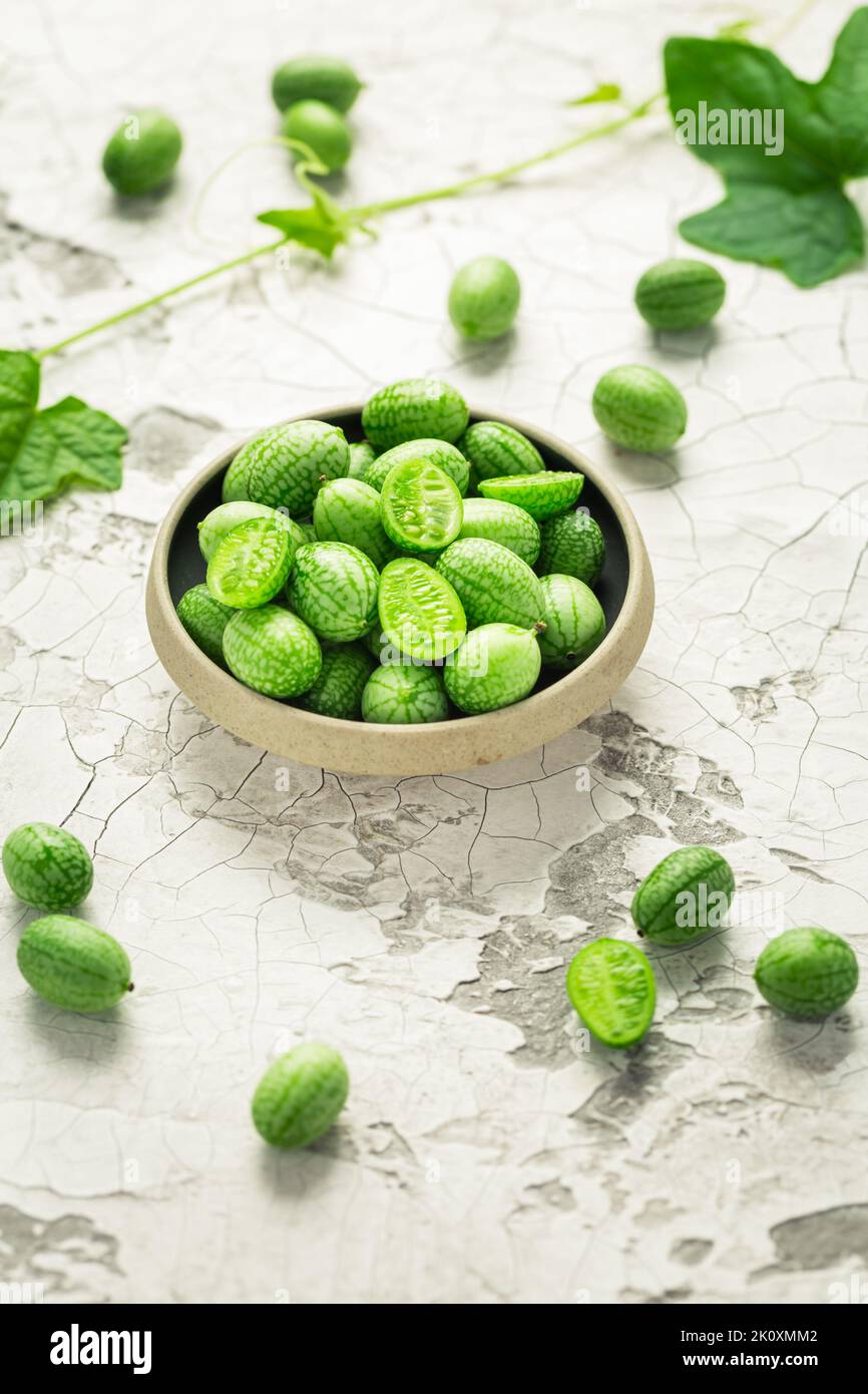 Cucamelon (Melothria scabra) - Mexican sour cucumber, pepquinos. Edible ...