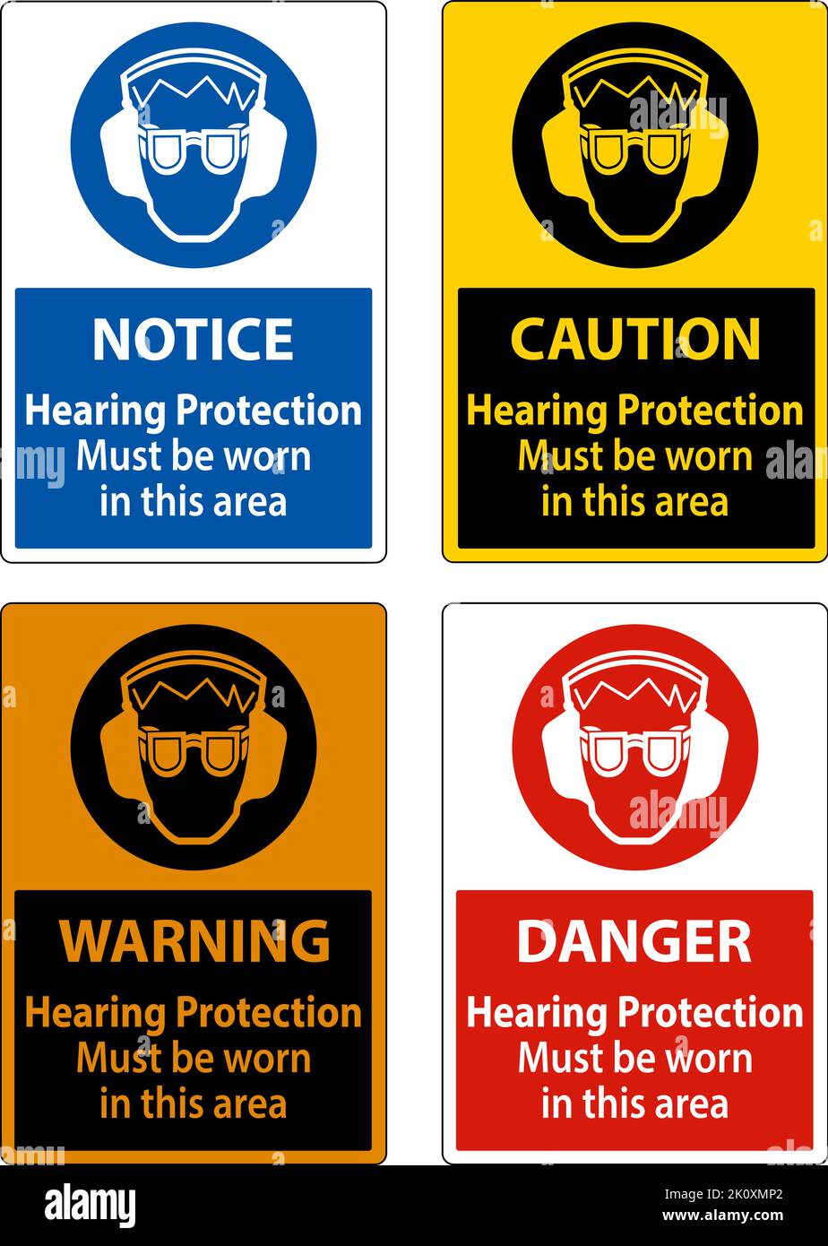 Hearing Protection Must Be Worn Sign On White Background Stock Vector ...