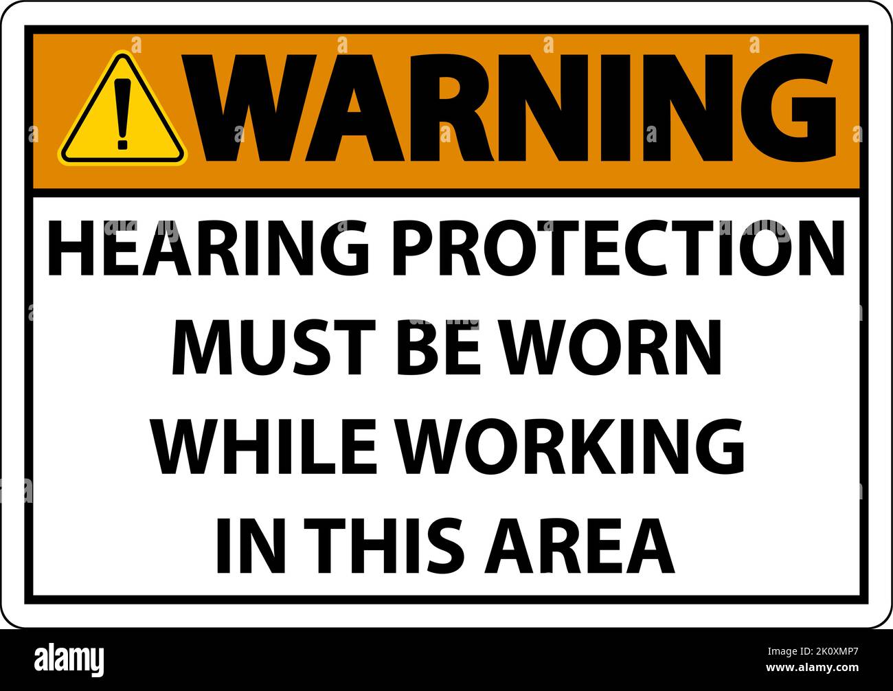 Warning Hearing Protection Must Be Worn Sign On White Background Stock ...