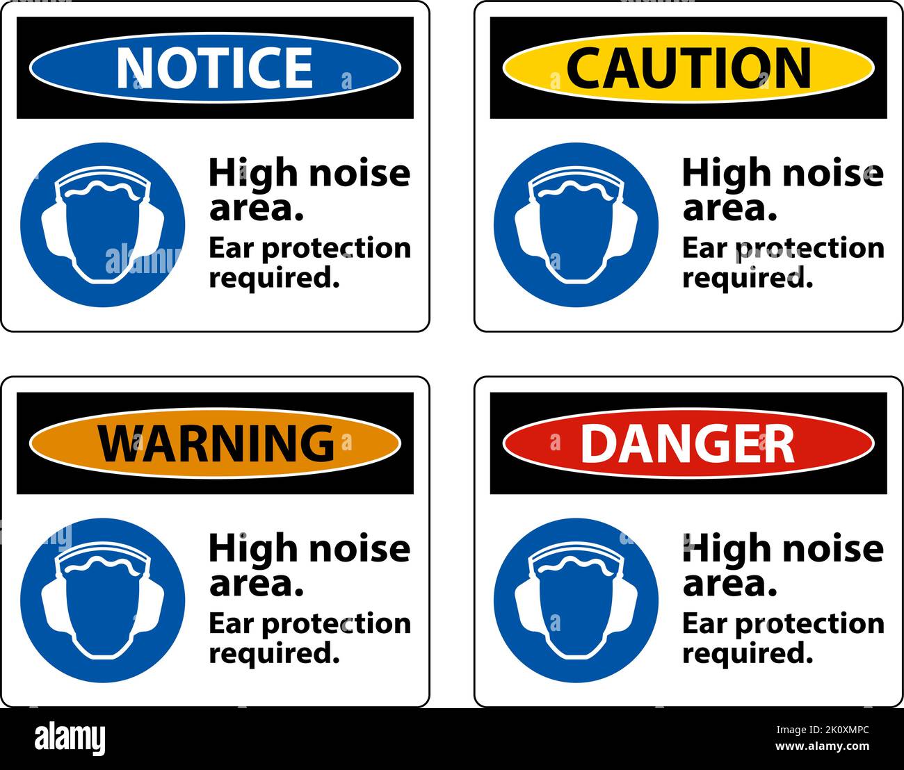 Ear Protection Required Sign On White Background Stock Vector Image ...