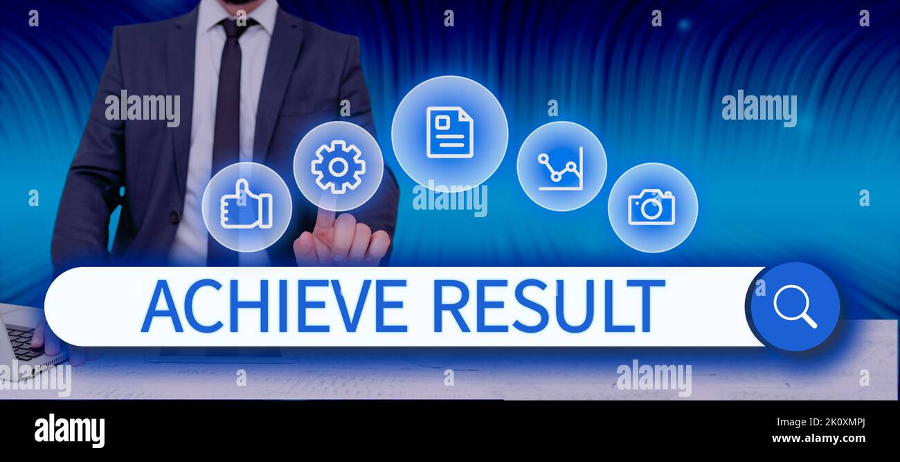 Sign displaying Achieve ResultReceive successful result from hard work ...