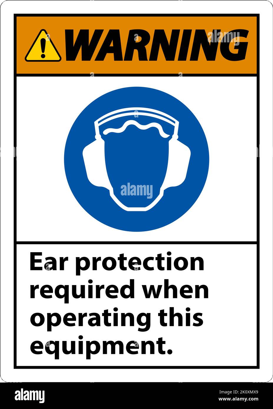 Warning Ear Protection Required Sign On White Background Stock Vector ...