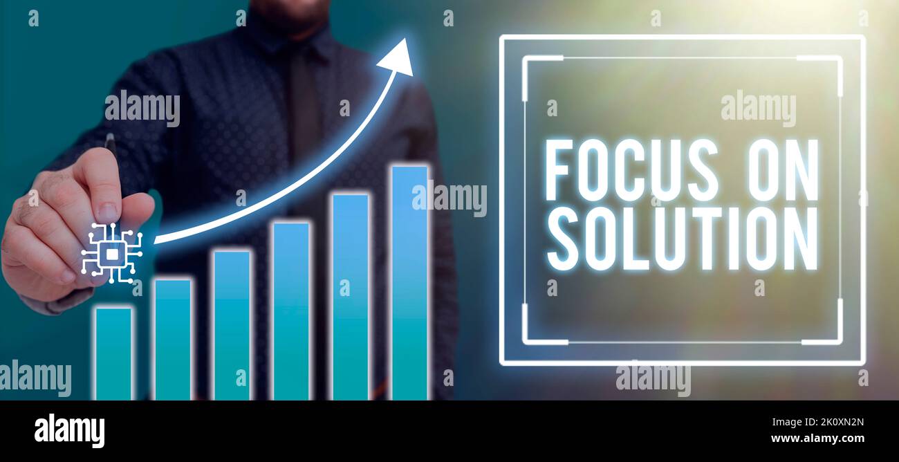 Sign displaying Focus On SolutionGive full attention on dealing answer ...