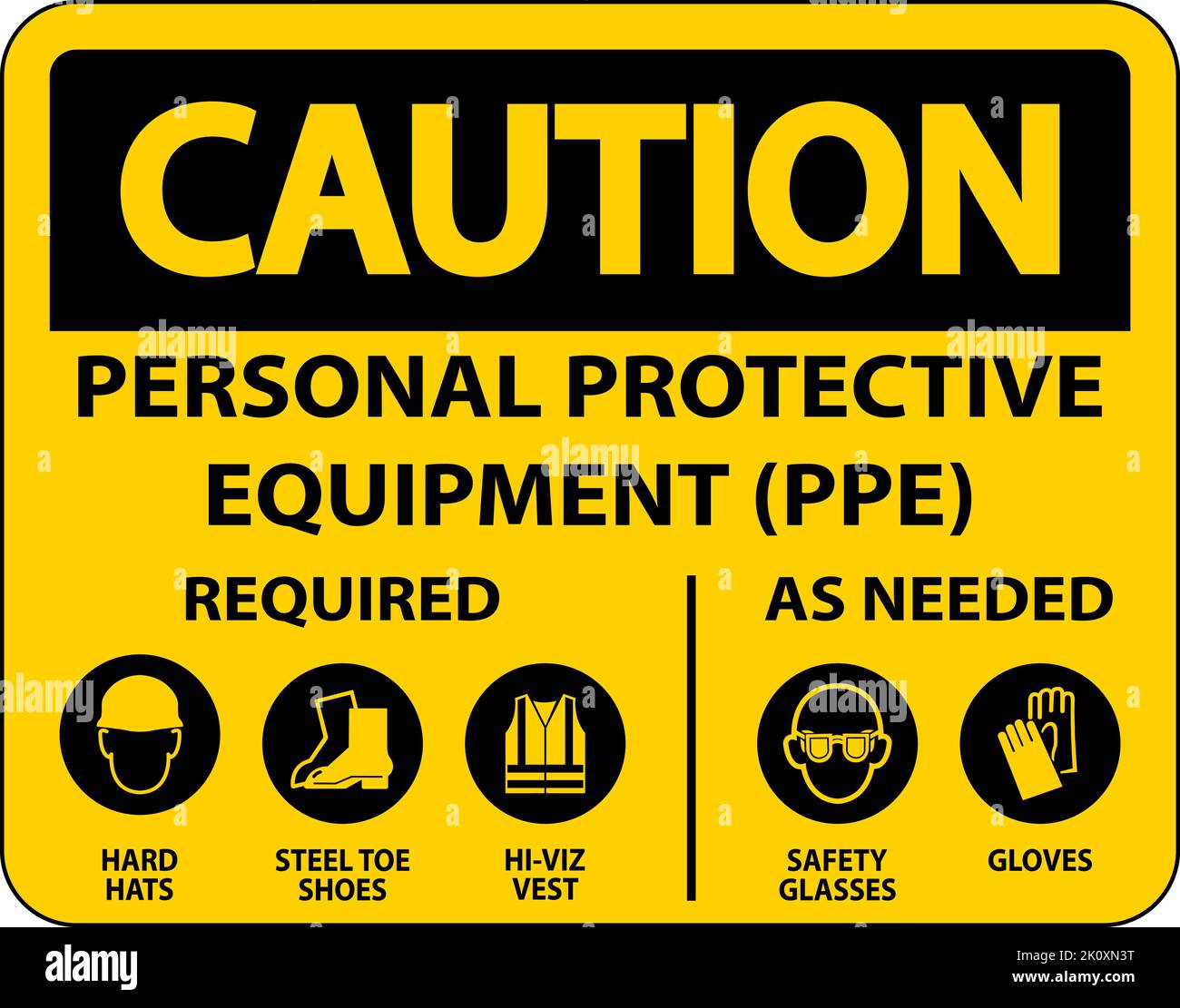 Caution Ppe Required As Needed Sign On White Background Stock Vector