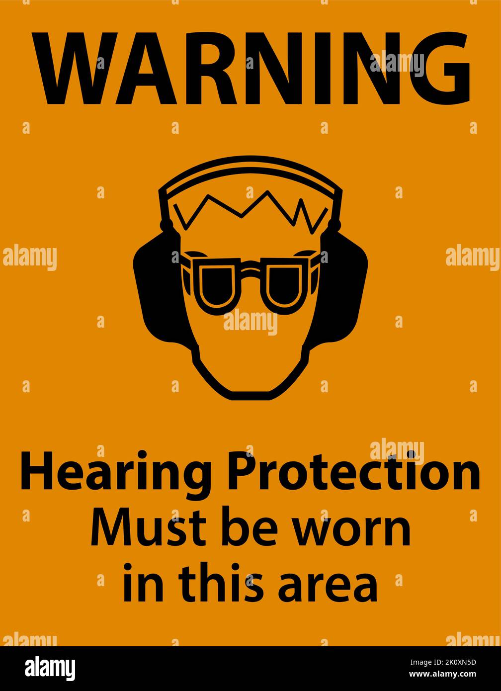 Warning Hearing Protection Must Be Worn Sign On White Background Stock ...
