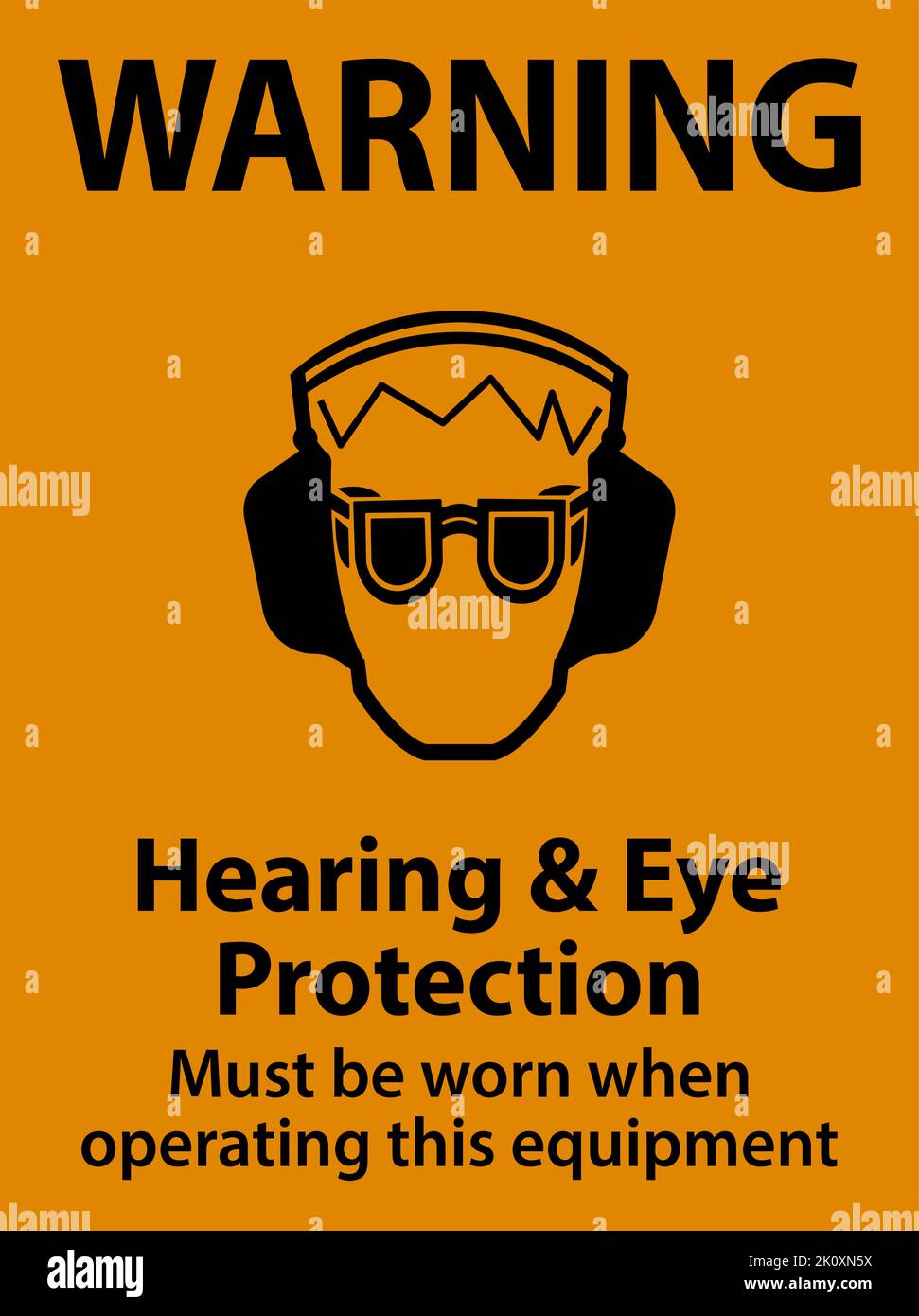 Warning Hearing and Eye Protection Sign On White Background Stock ...