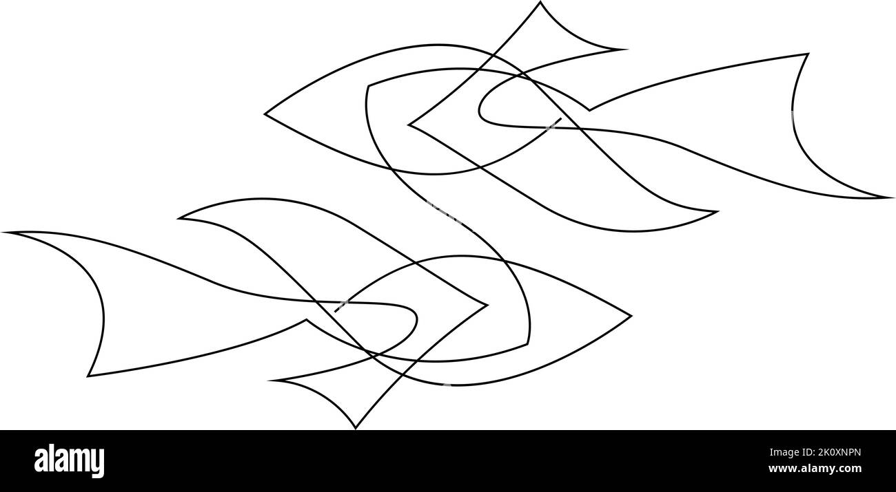 Astrological Pisces zodiac sign one line drawing. Elegant astrology ...