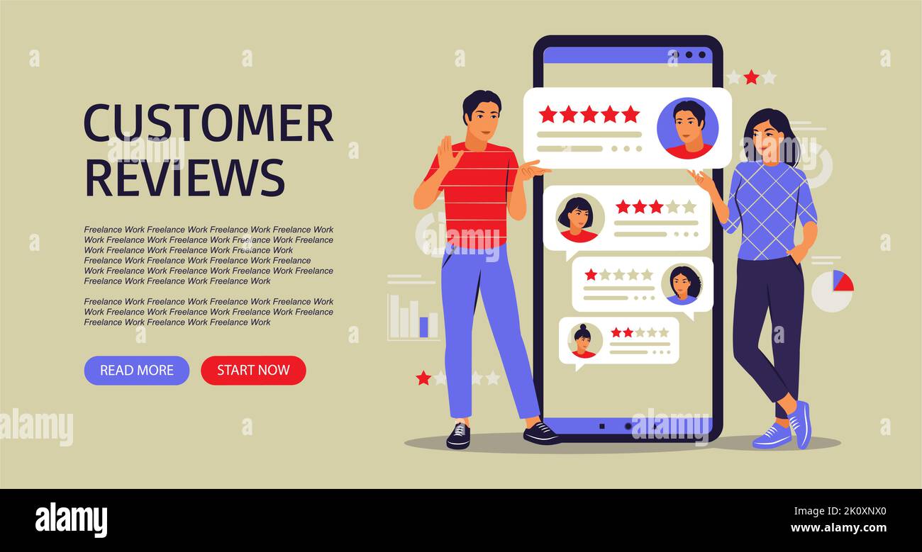 Customer review concept. Landing page. Vector illustration. Flat Stock ...