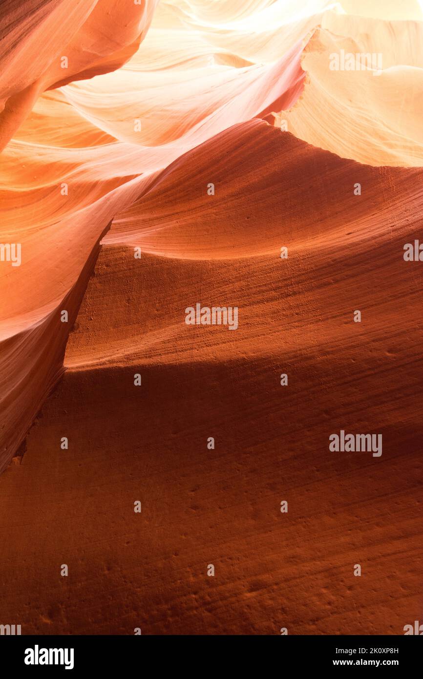 A vertical shot of rock formations in the Antelope Slot Canyon, Arizona ...