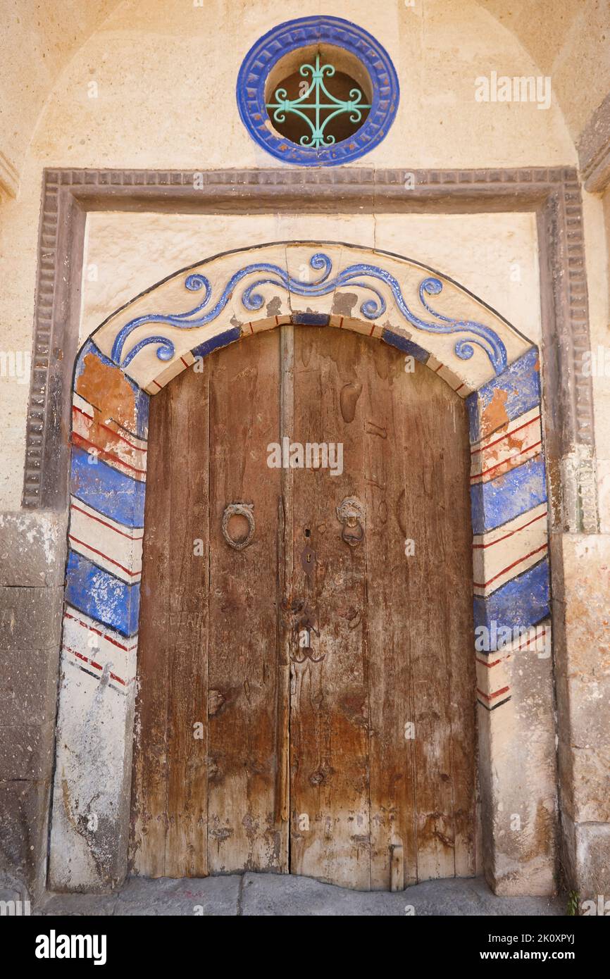 Antique greek colored doors in Mustafapasa village, Cappadocia. Turkey ...