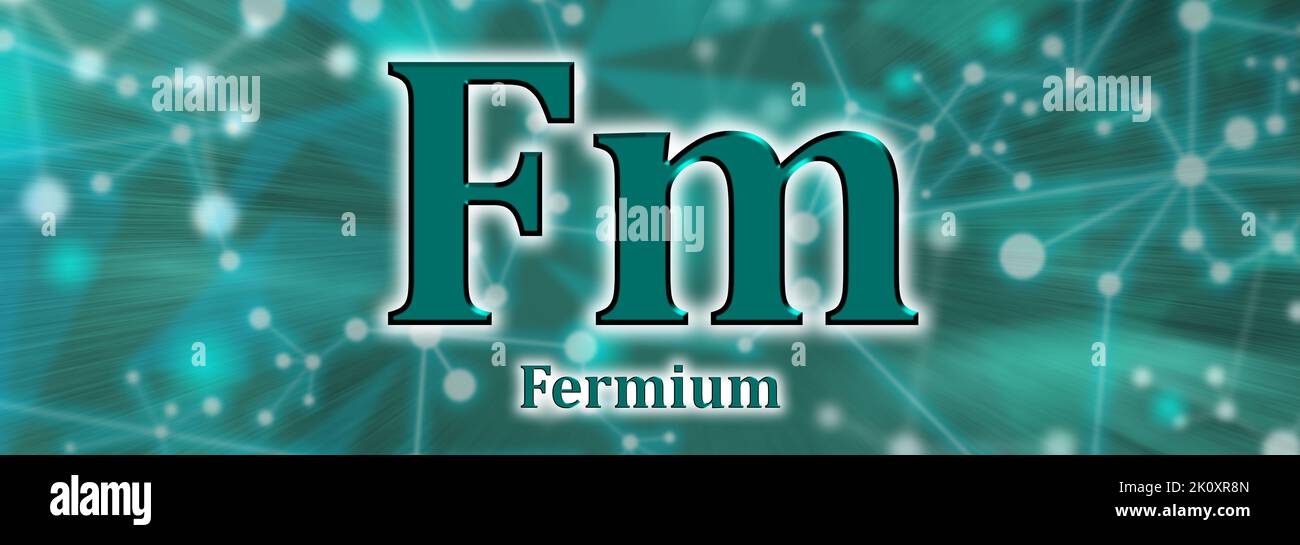 Fm symbol. Fermium chemical element on green network background Stock ...
