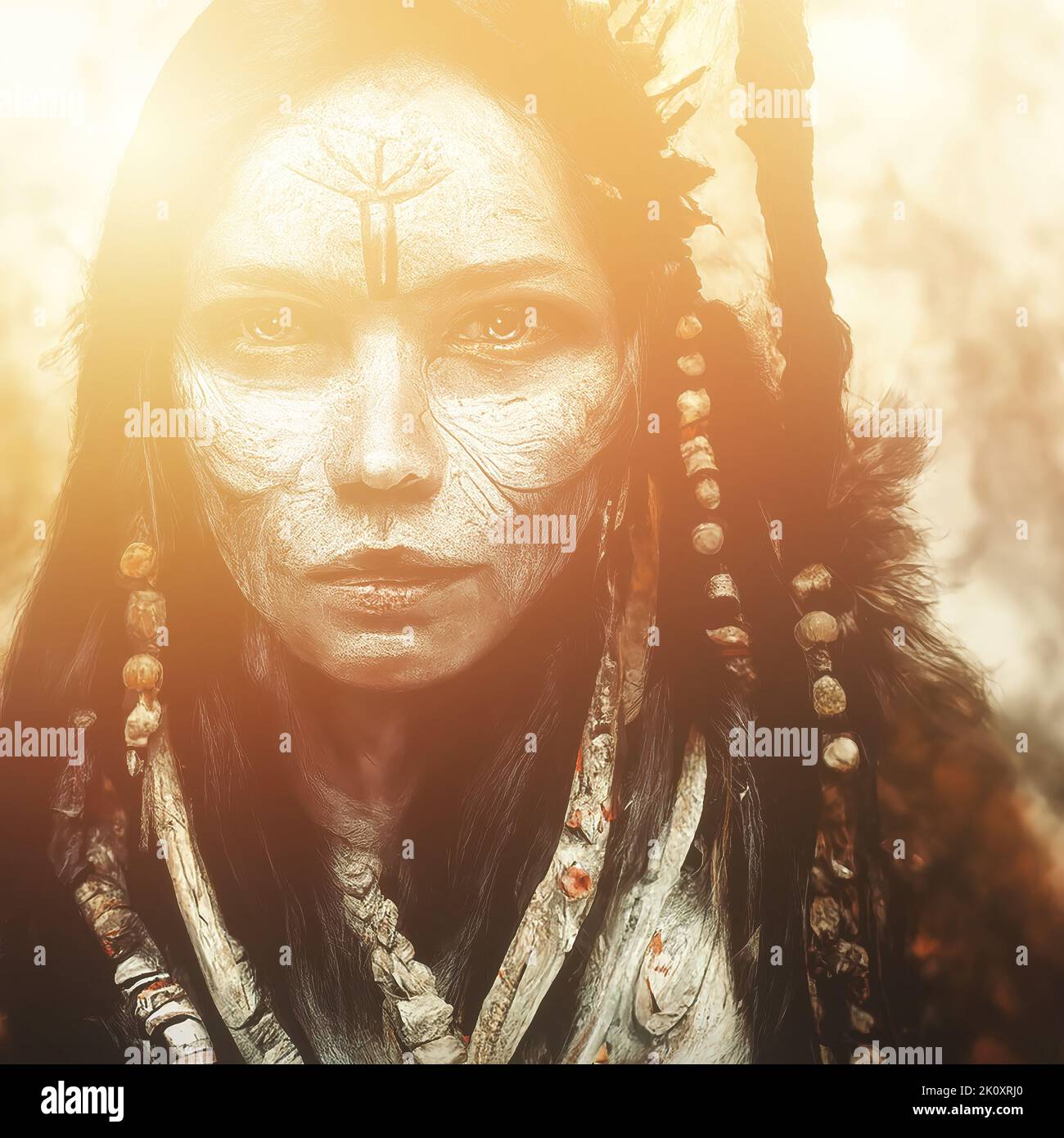 Native american indian woman face on abstract background Stock Photo ...