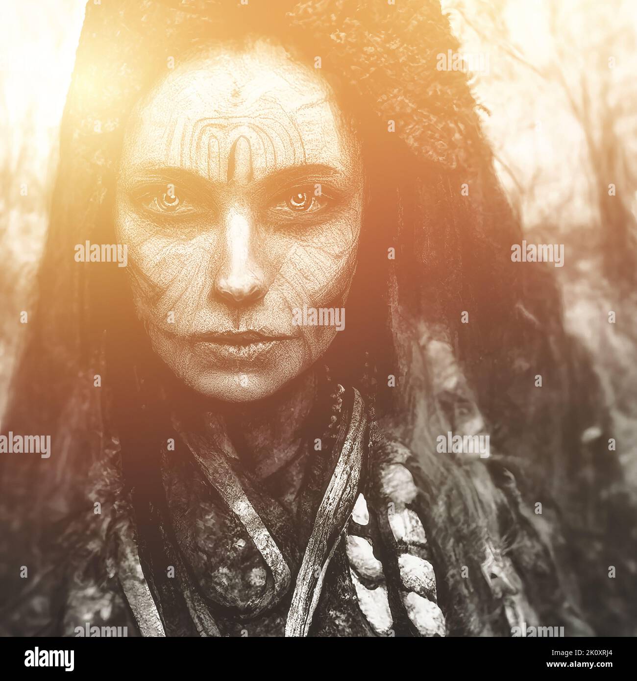 old native american indian woman face on abstract background Stock ...