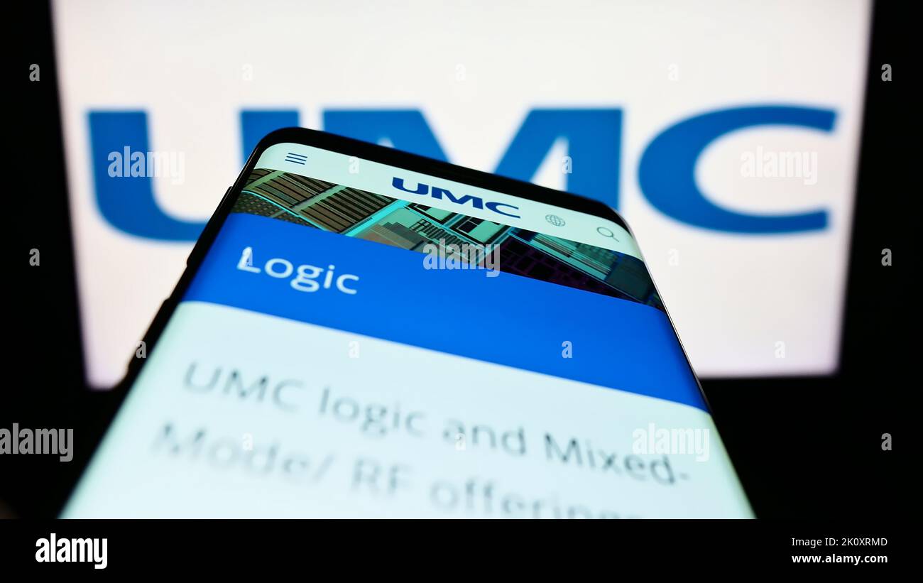 Mobile phone with webpage of company United Microelectronics ...