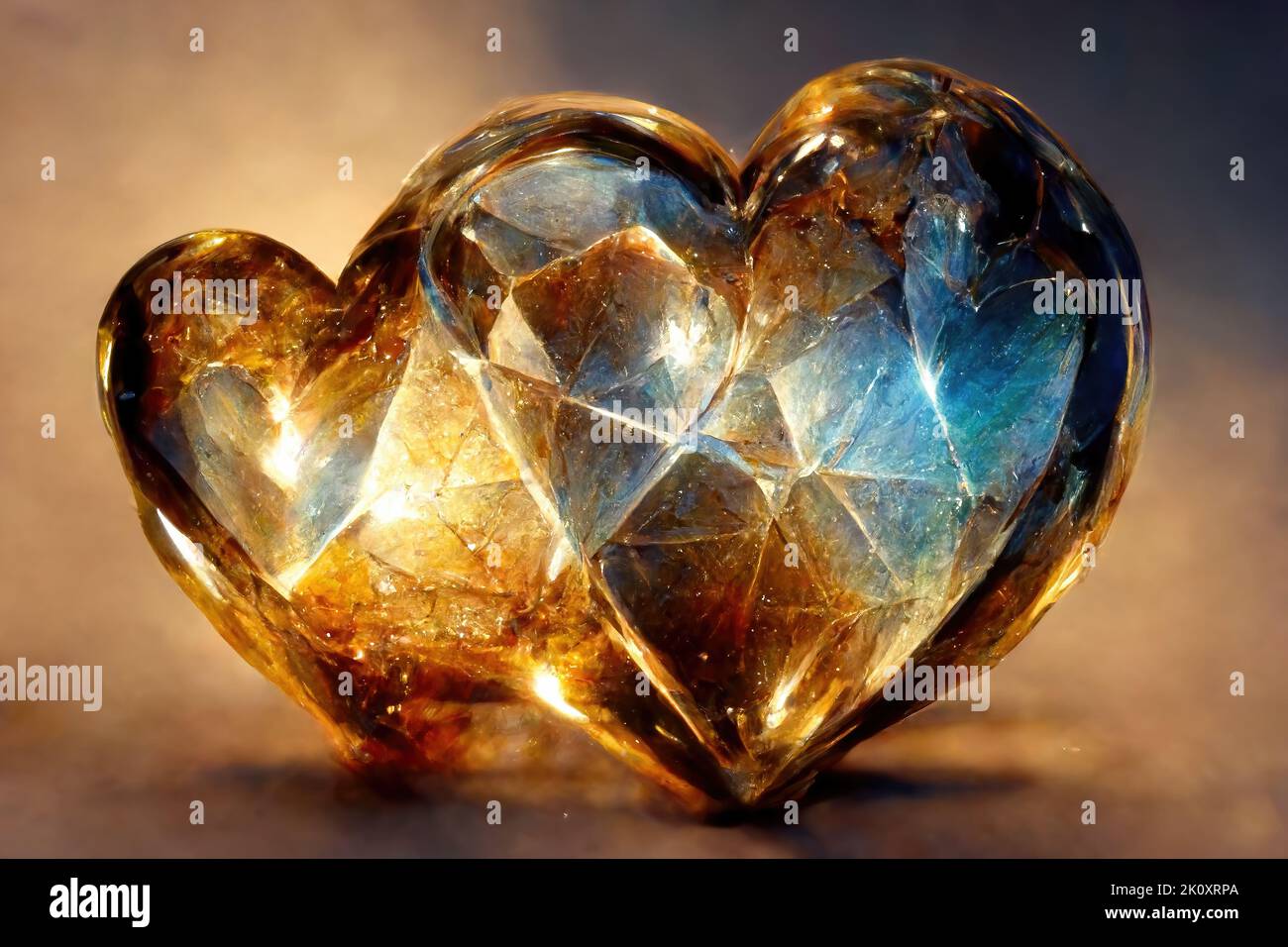 Beautiful crystal heart on color blur background Stock Photo - Alamy