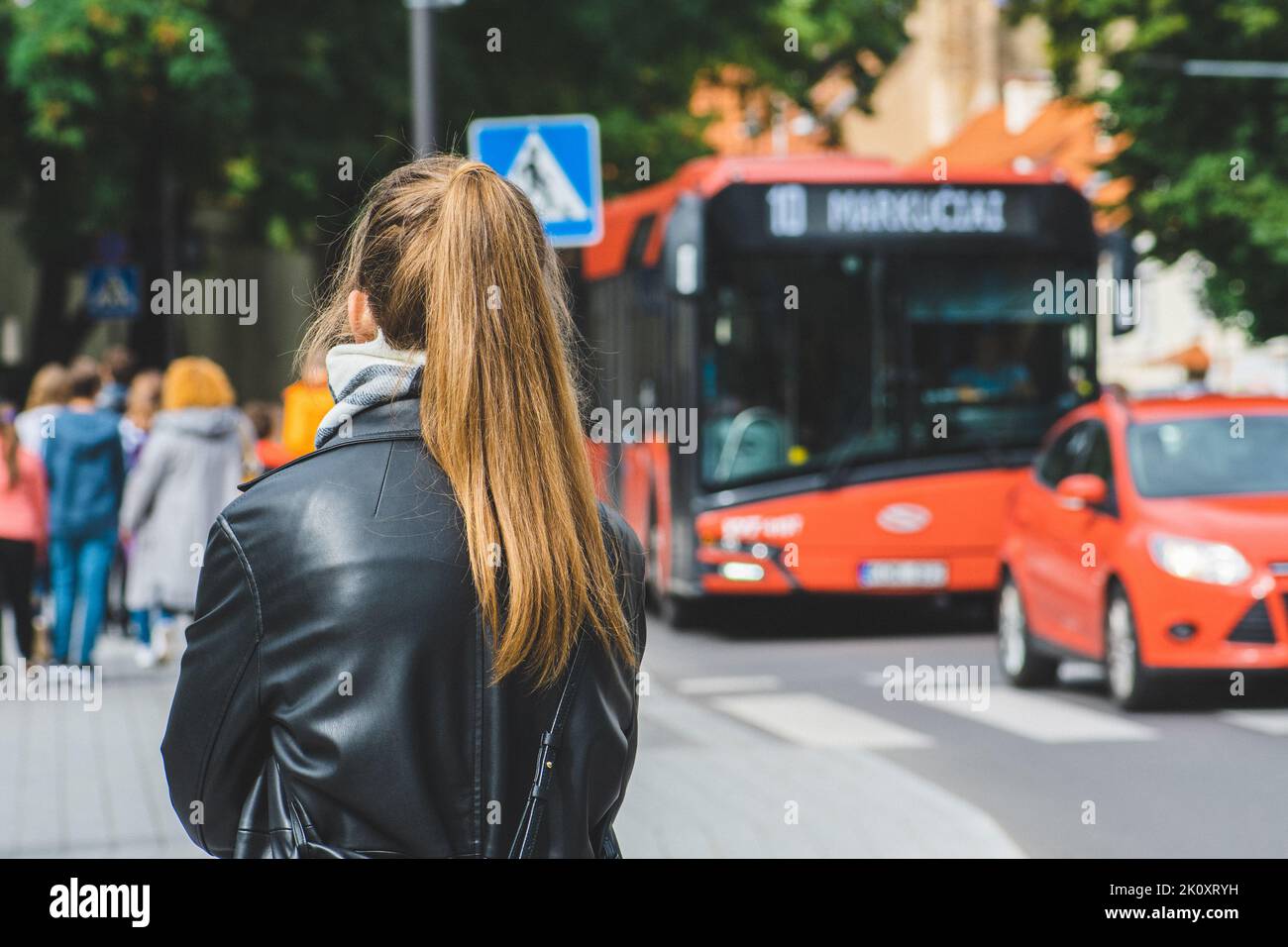 Girl alone at bus stop hi-res stock photography and images - Alamy
