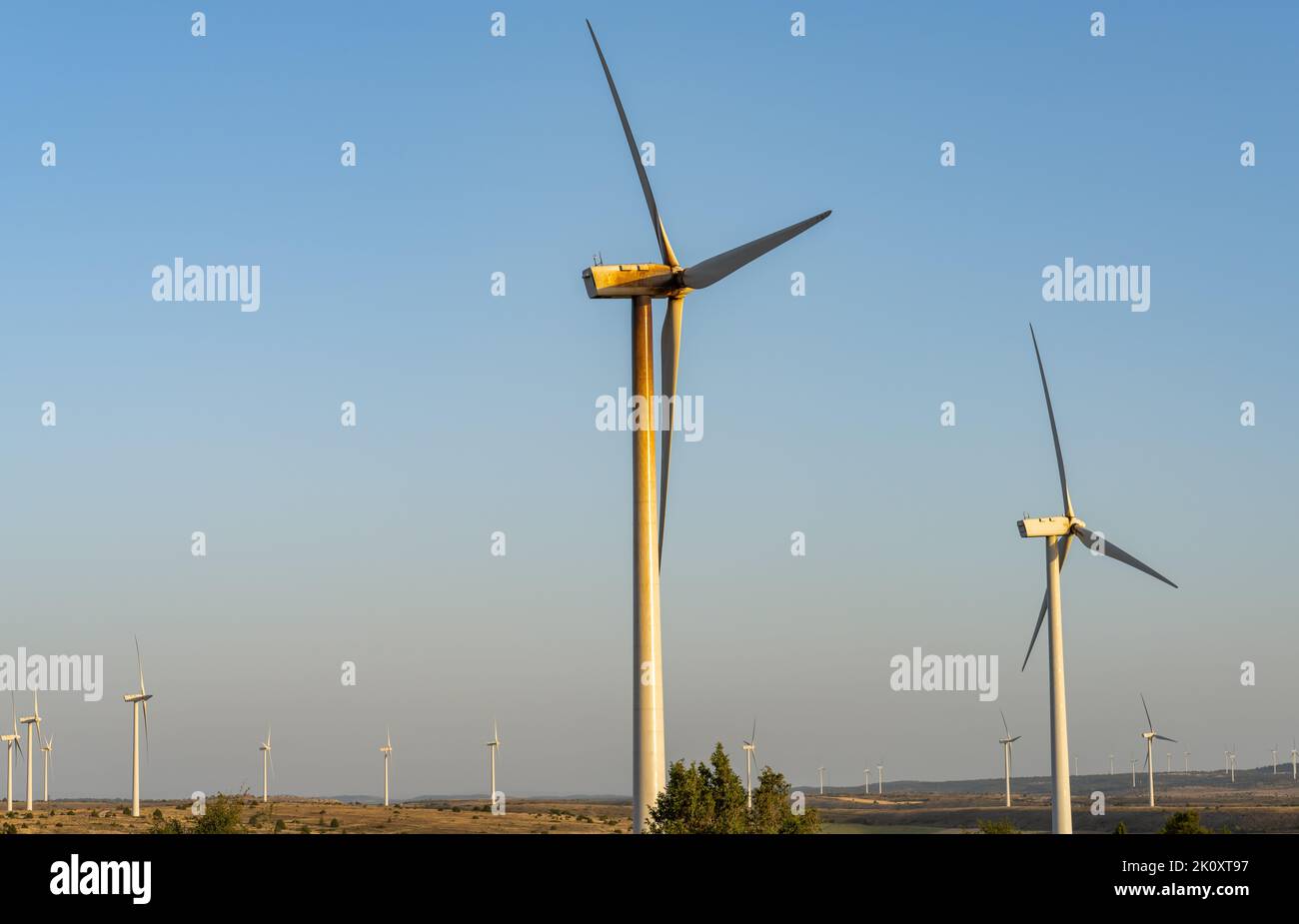 renewable energy wind turbines electricity production Stock Photo - Alamy