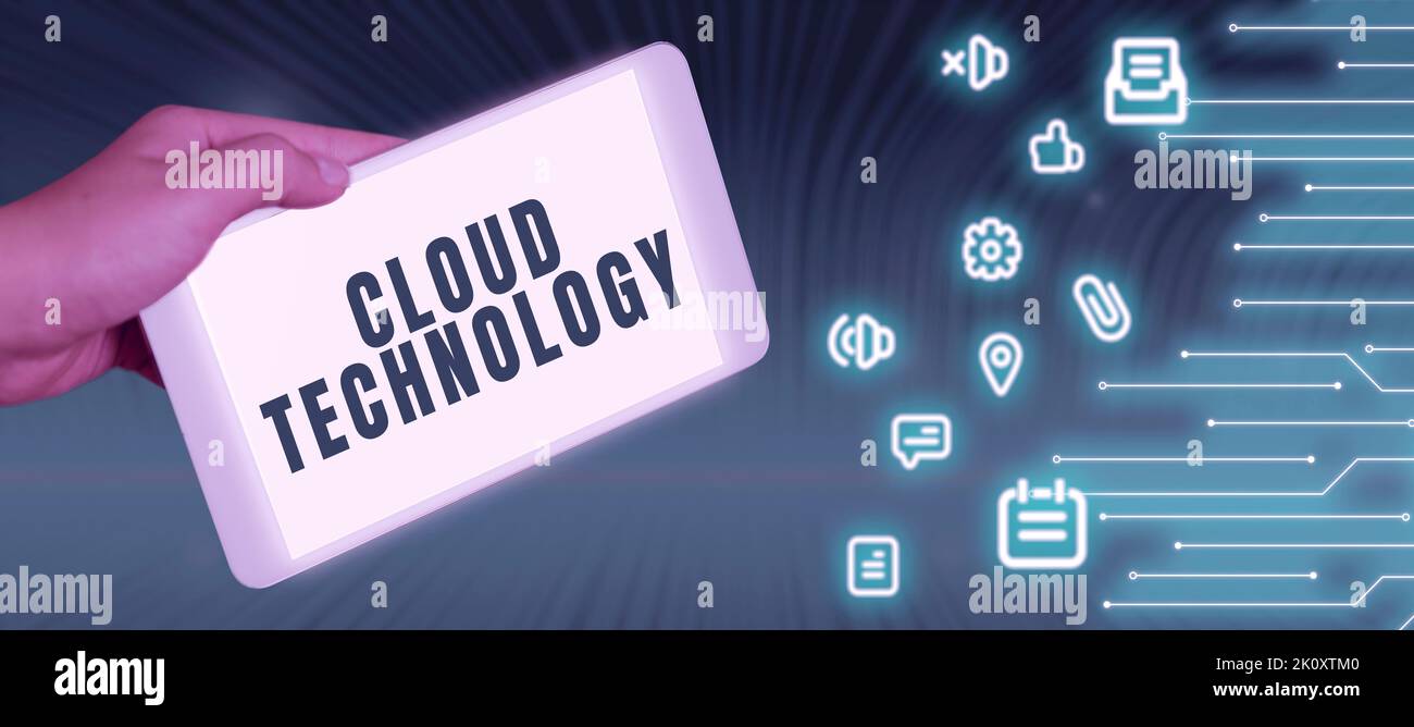 Inspiration showing sign Cloud Technologystoring and accessing data and programs over Internet ...