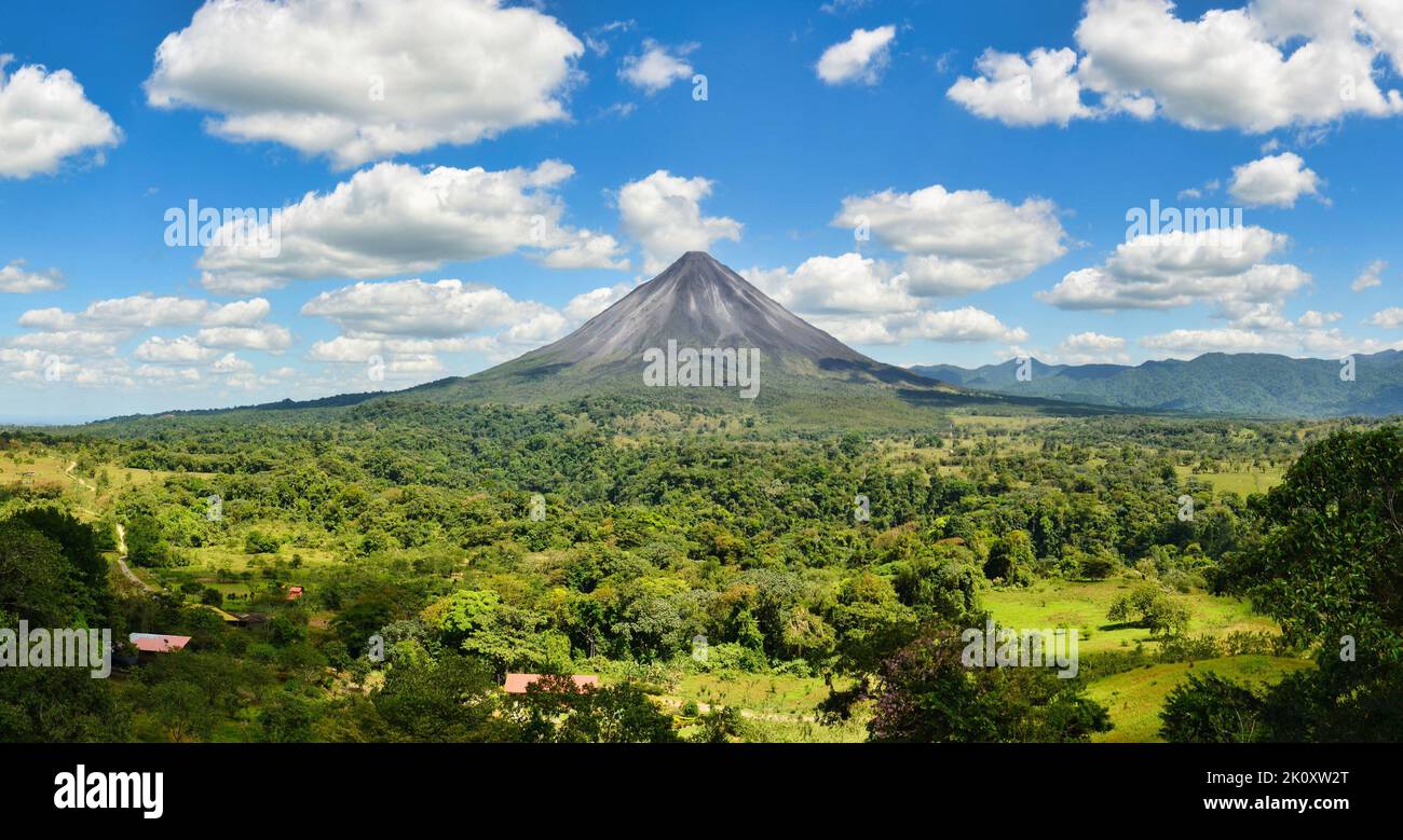 Landscape Panorama picture from Volcano Arenal next to the rainforest ...