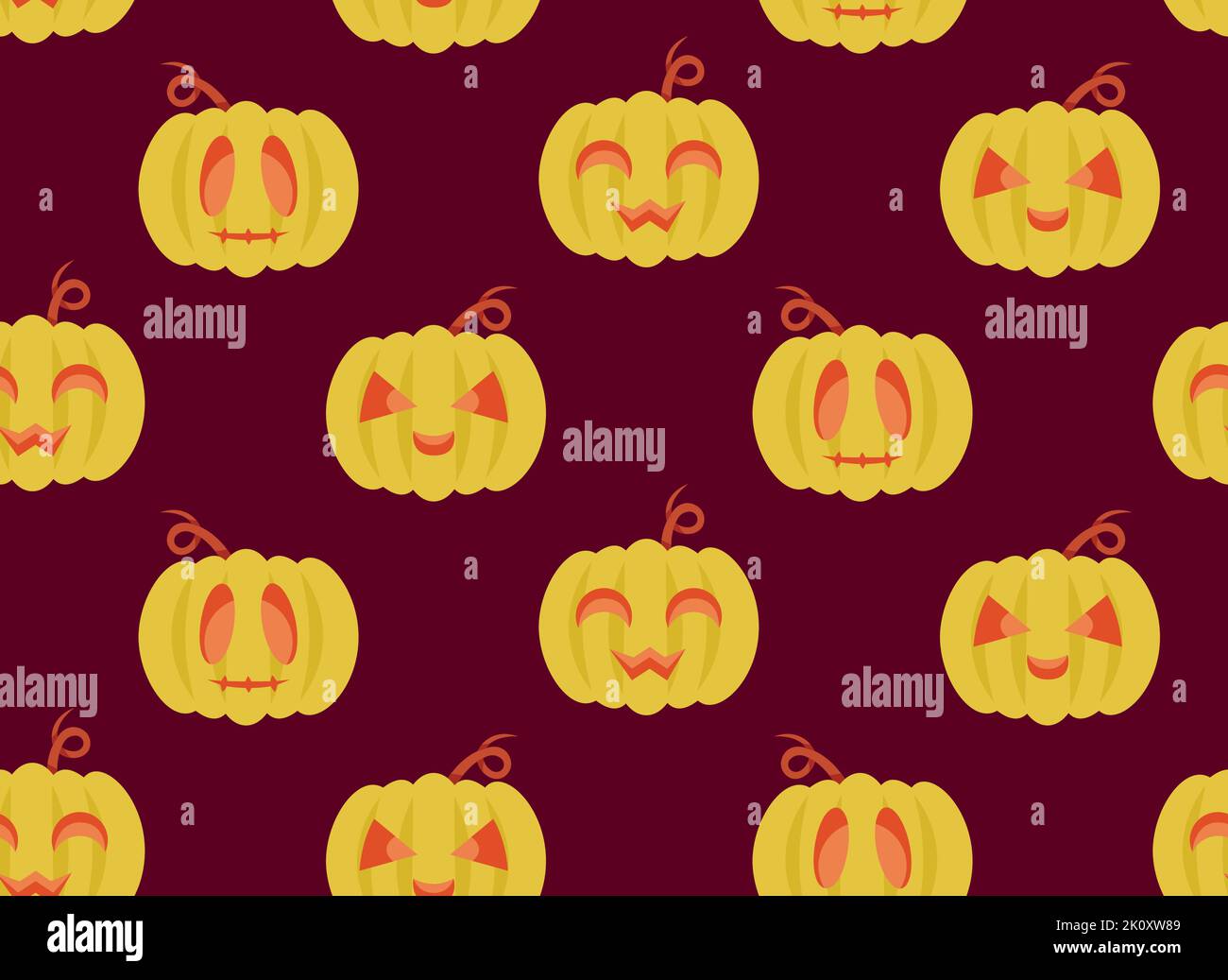 Seamless pattern with pumpkin heads. Halloween texture in cartoon style ...