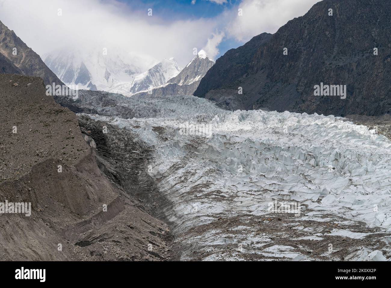 The beautiful Passu Glacier under a cloudy sky, Pakistan Stock Photo ...